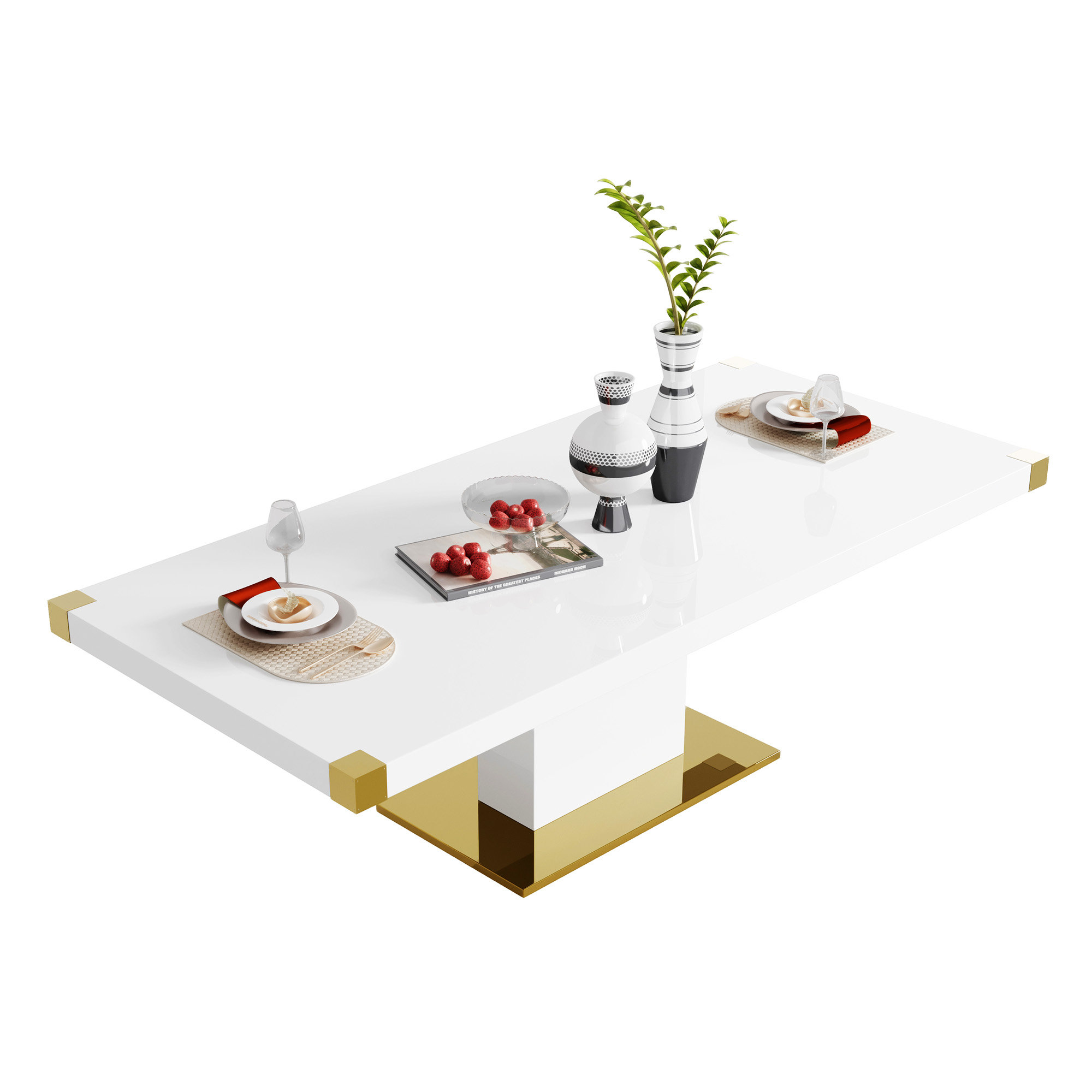 Rosdorf Park MDF Top Dining Table With MDF Pillar and Stainless Steel ...