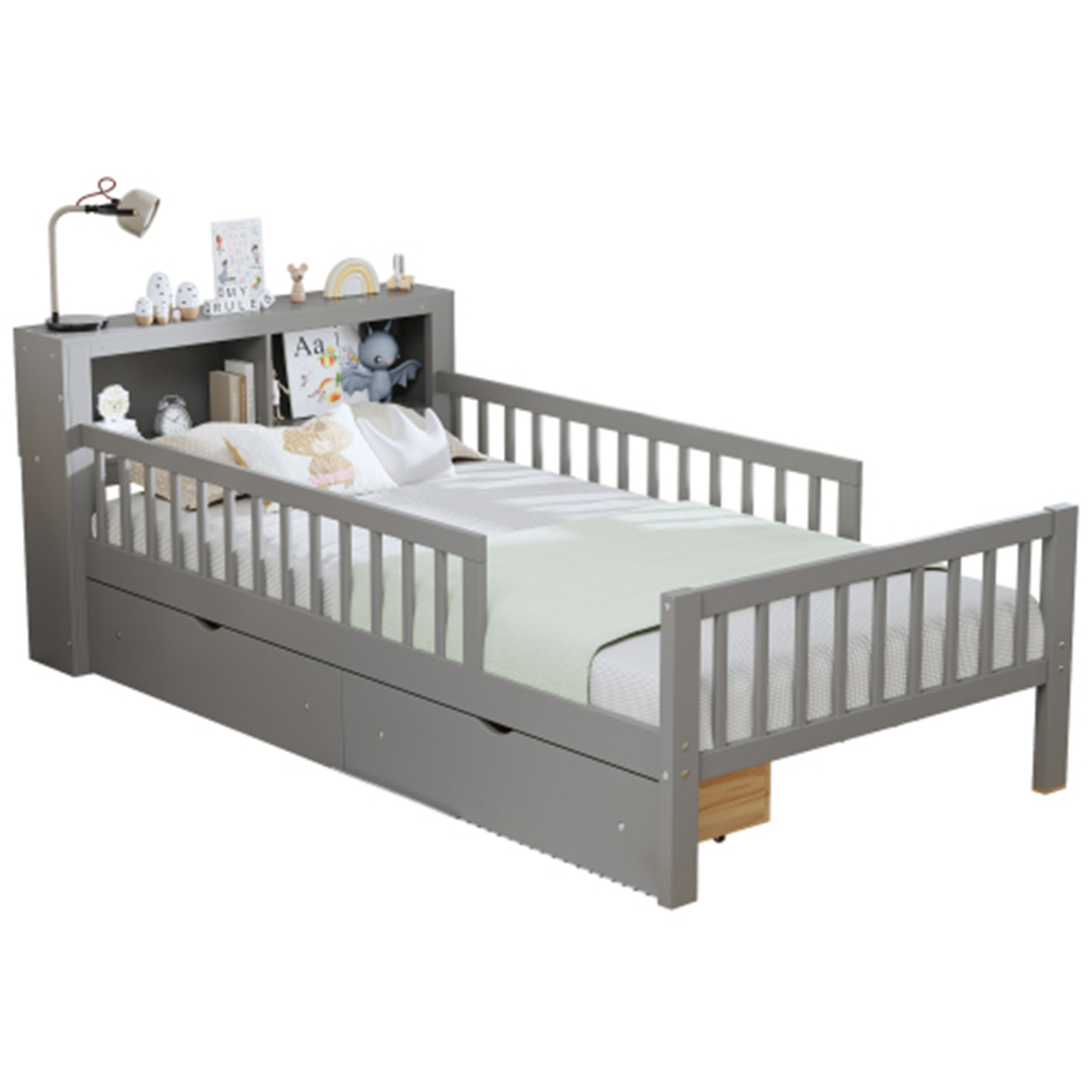 Red Barrel Studio® Bed with Headboard Storage Rack | Wayfair