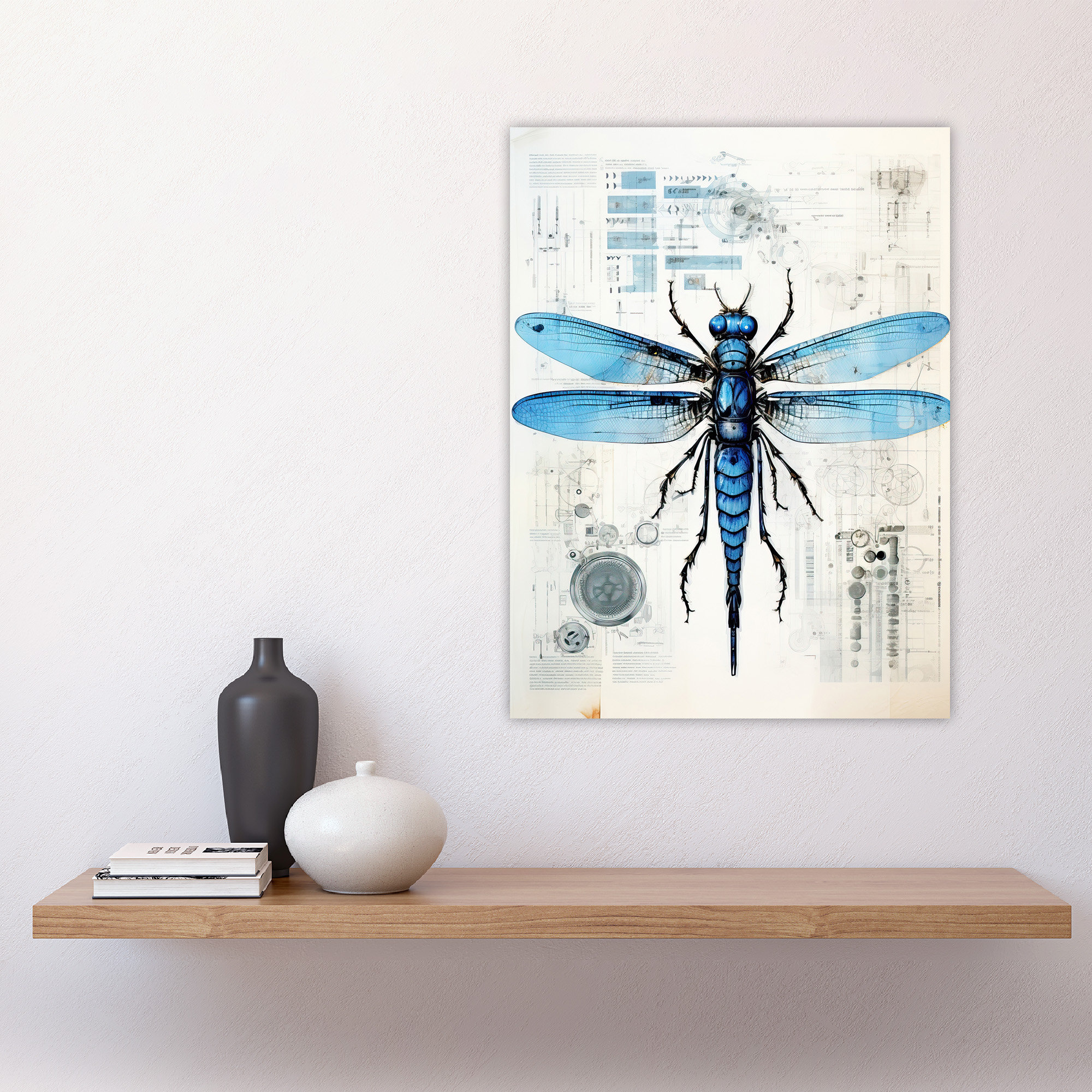 World Menagerie Wall Art Print Dragonfly Spy Bot Robot Hybrid Schematic ...