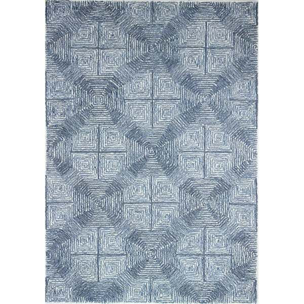 The Twillery Co.® Merriam Geometric Handmade Tufted Wool Azure Area Rug ...