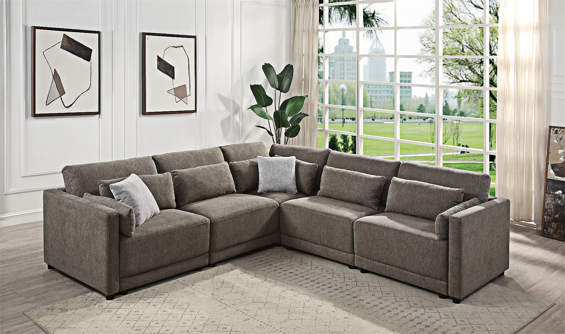 Hokku Designs Modular Sectional Sofa With Toss Pillows | Wayfair