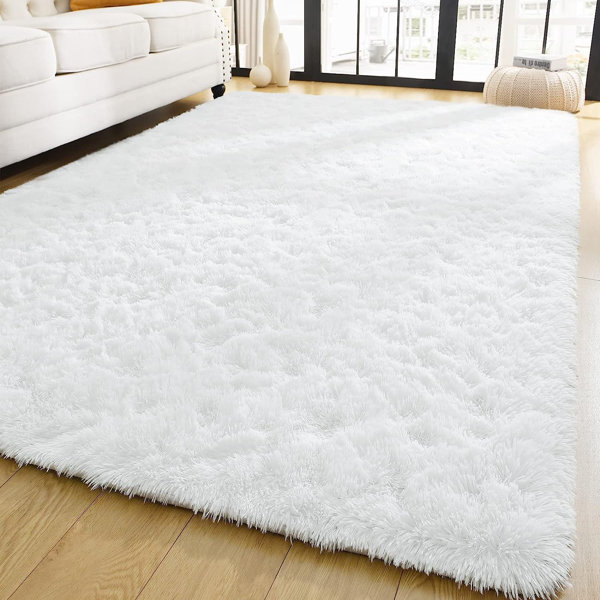 Mercer41 Shahen Rectangle Shag Area Rug in White & Reviews | Wayfair