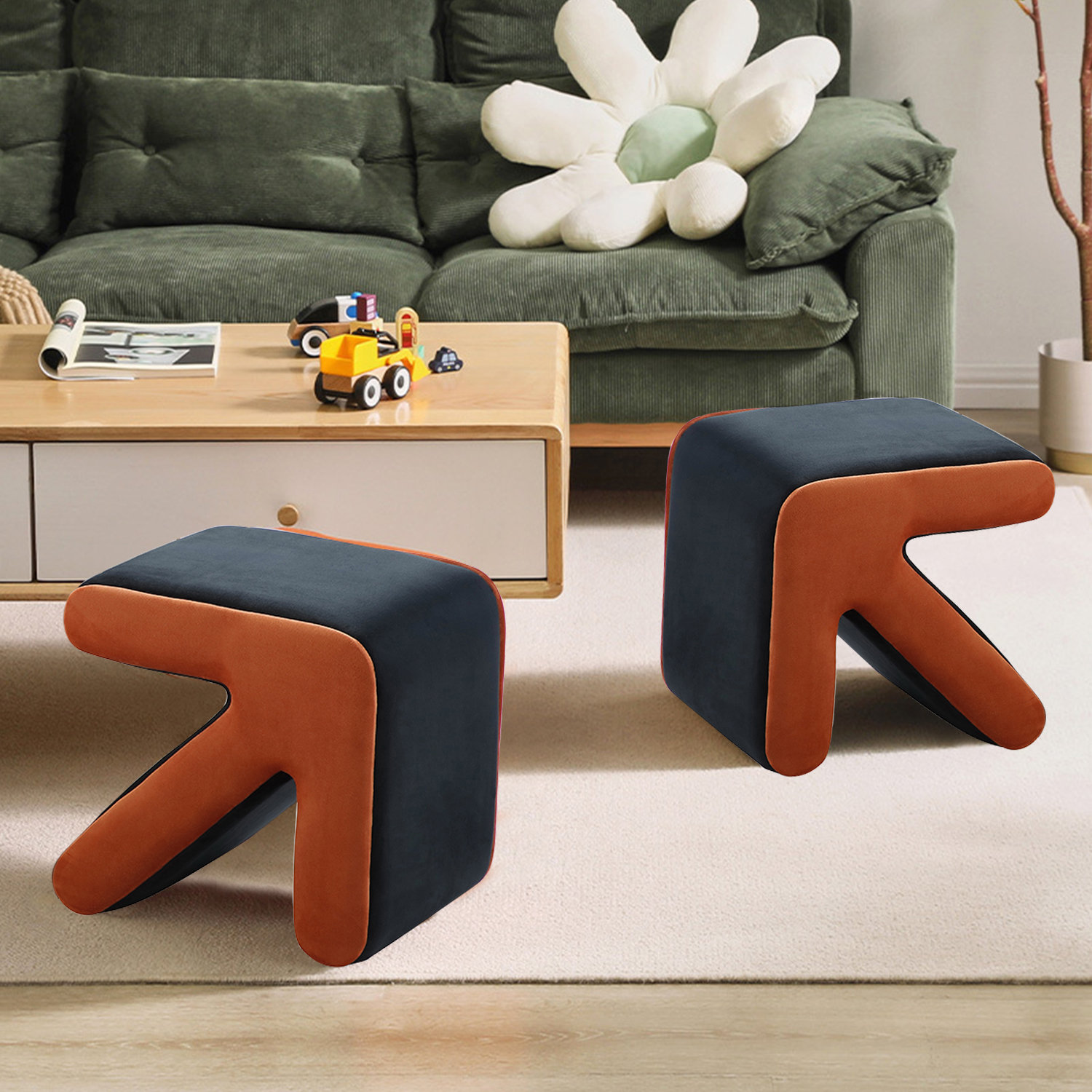 Mercer41 Bertradis 13.8" Wide Velvet Novelty Footstool Ottoman | Wayfair