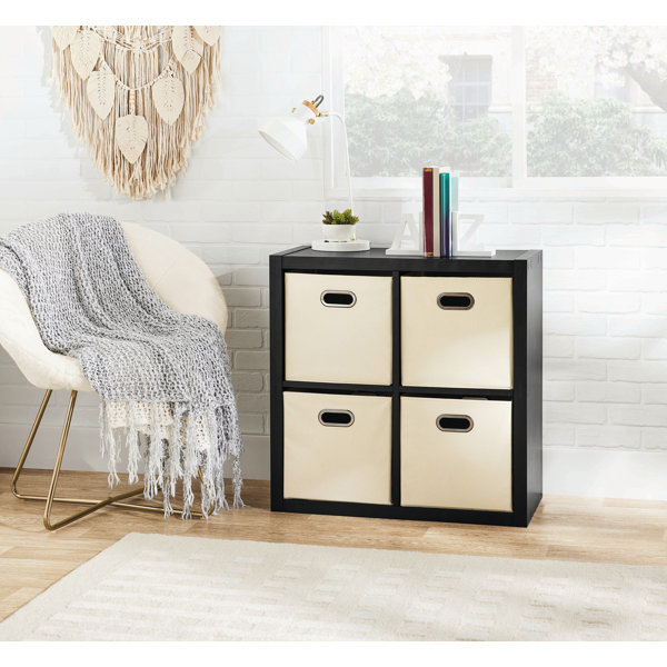 Latitude Run® 4 Cube Storage Organizer Bookcase With 4 Basket Bins ...