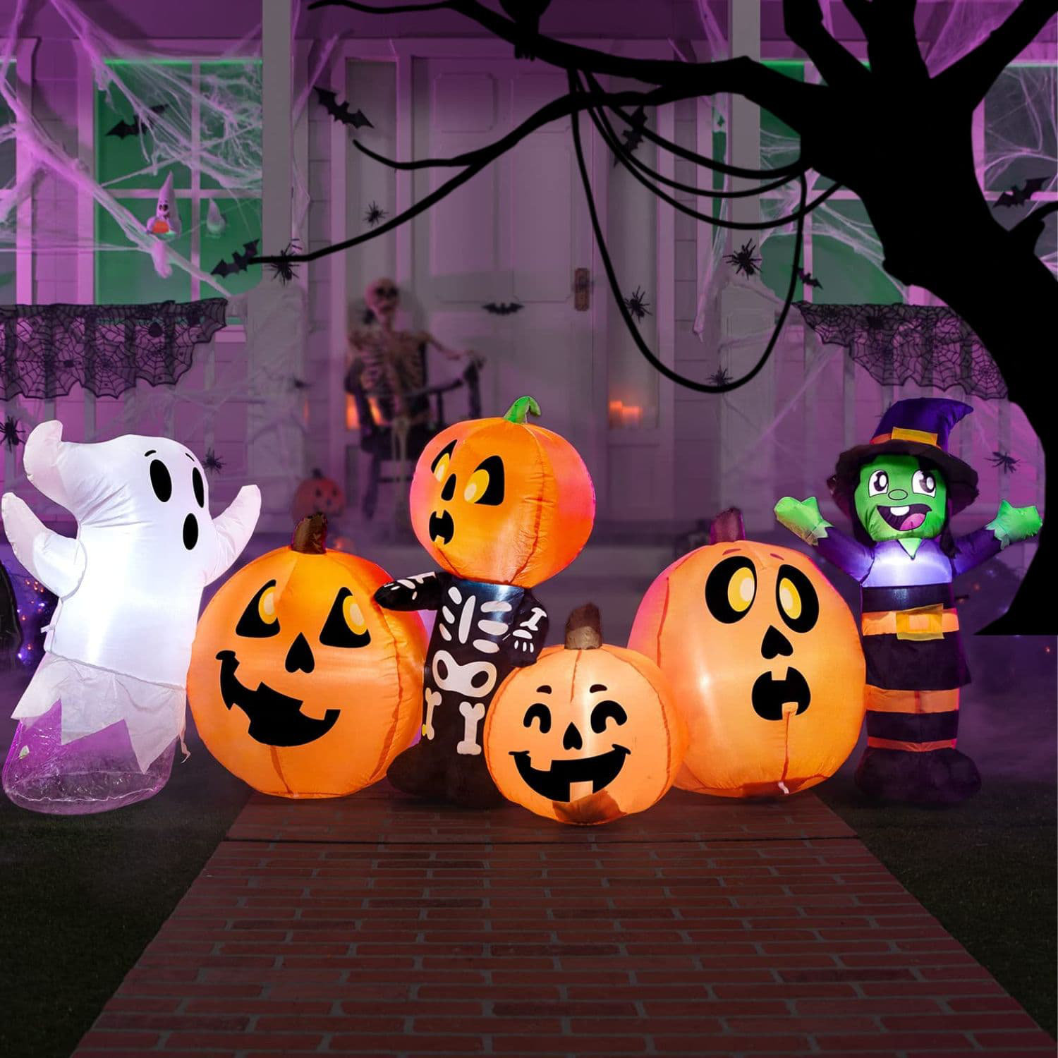 The Holiday Aisle® 8ft Halloween Characters & Pumpkin Patch Inflatable ...