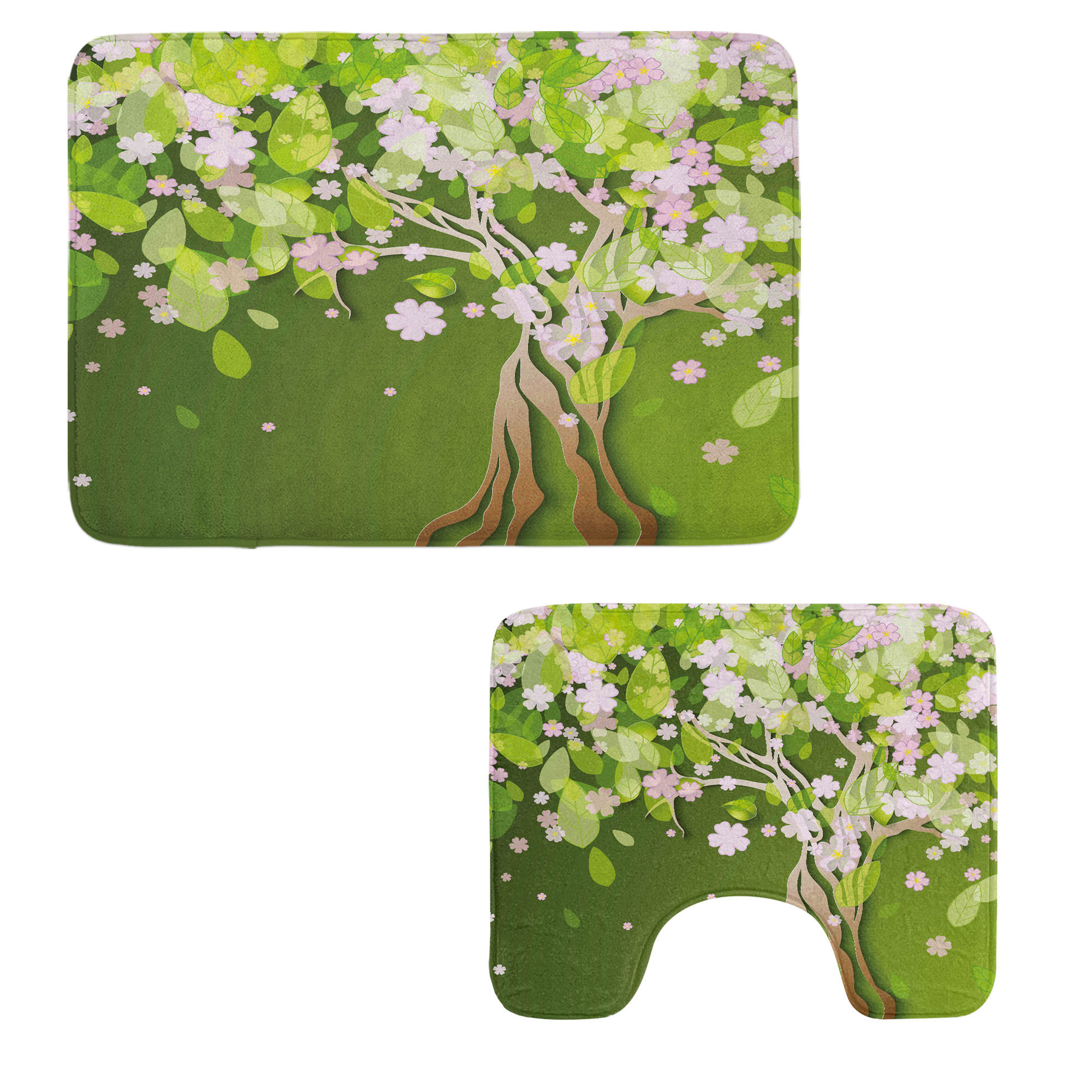 East Urban Home Tree Bathroom Rug Set 2 Pieces Rectangle & Contour Mats ...