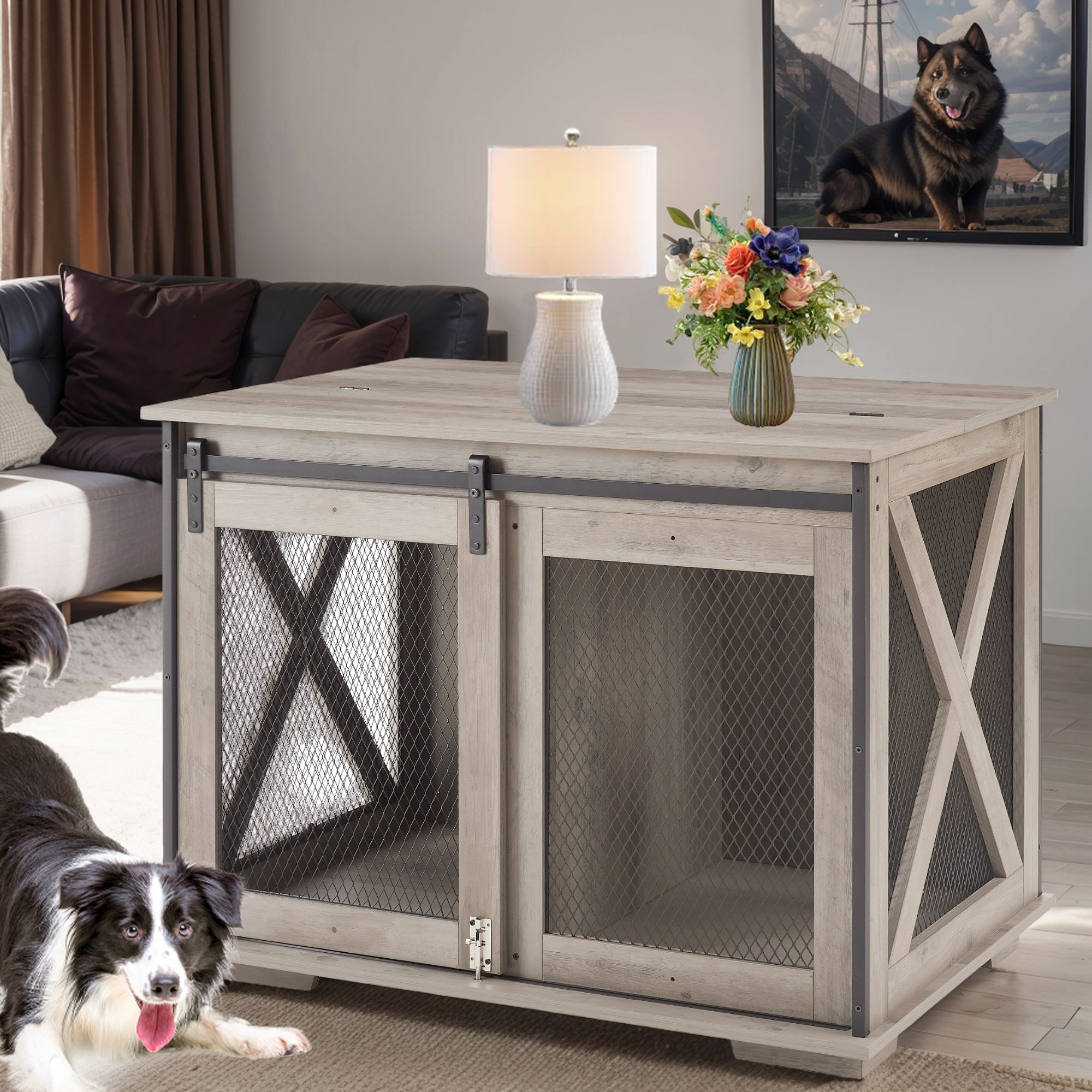Tucker Murphy Pet™ 37'' Dog Crate Furniture Side End Table With Flip ...