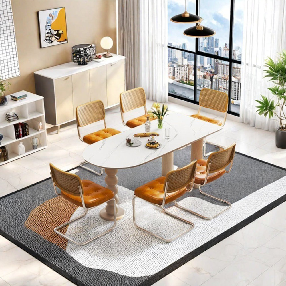 dujinlong home Sintered stone solid wood simple dining table set | Wayfair