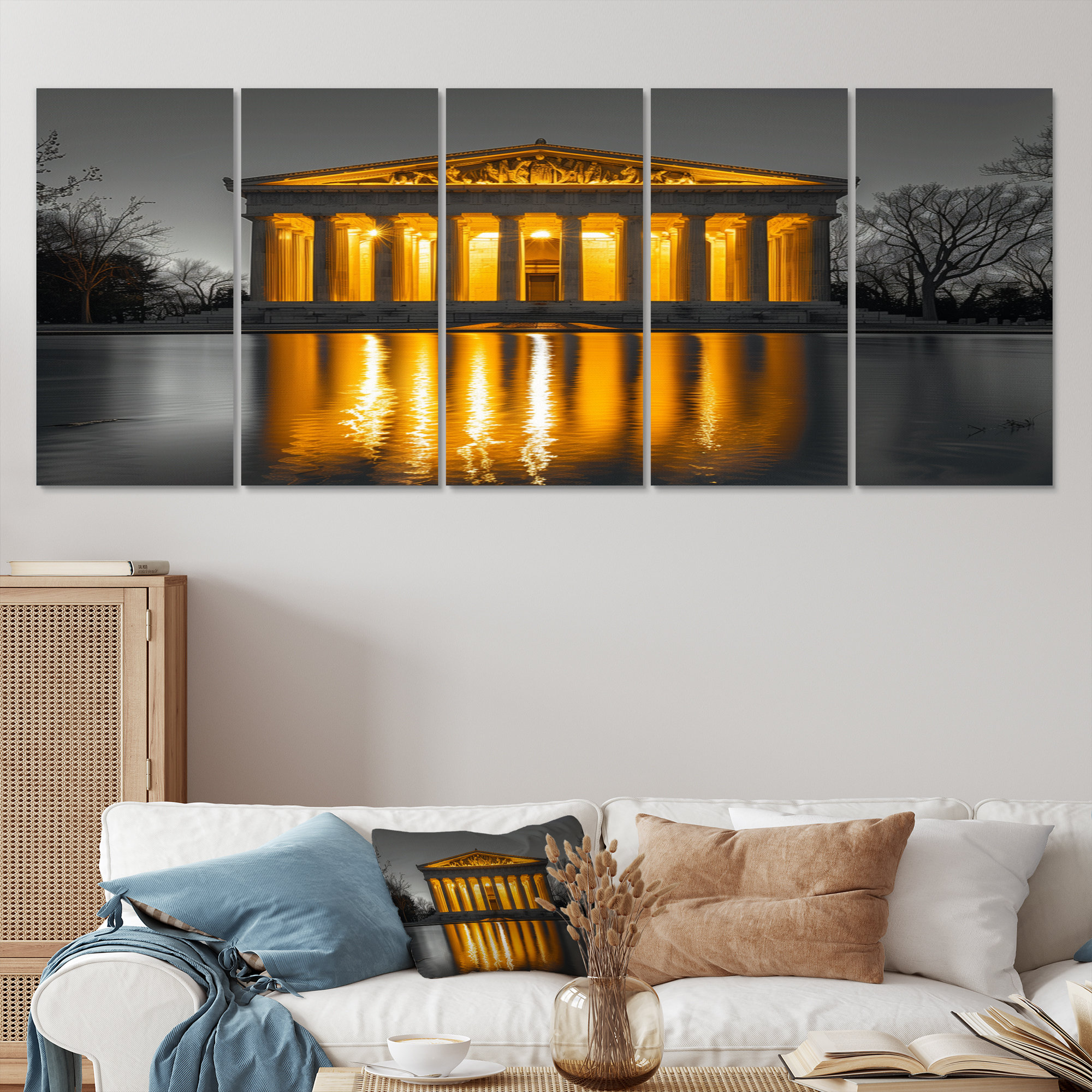 Latitude Run® Yellow Grey Winter Lincoln Memorial Monument Photo ...