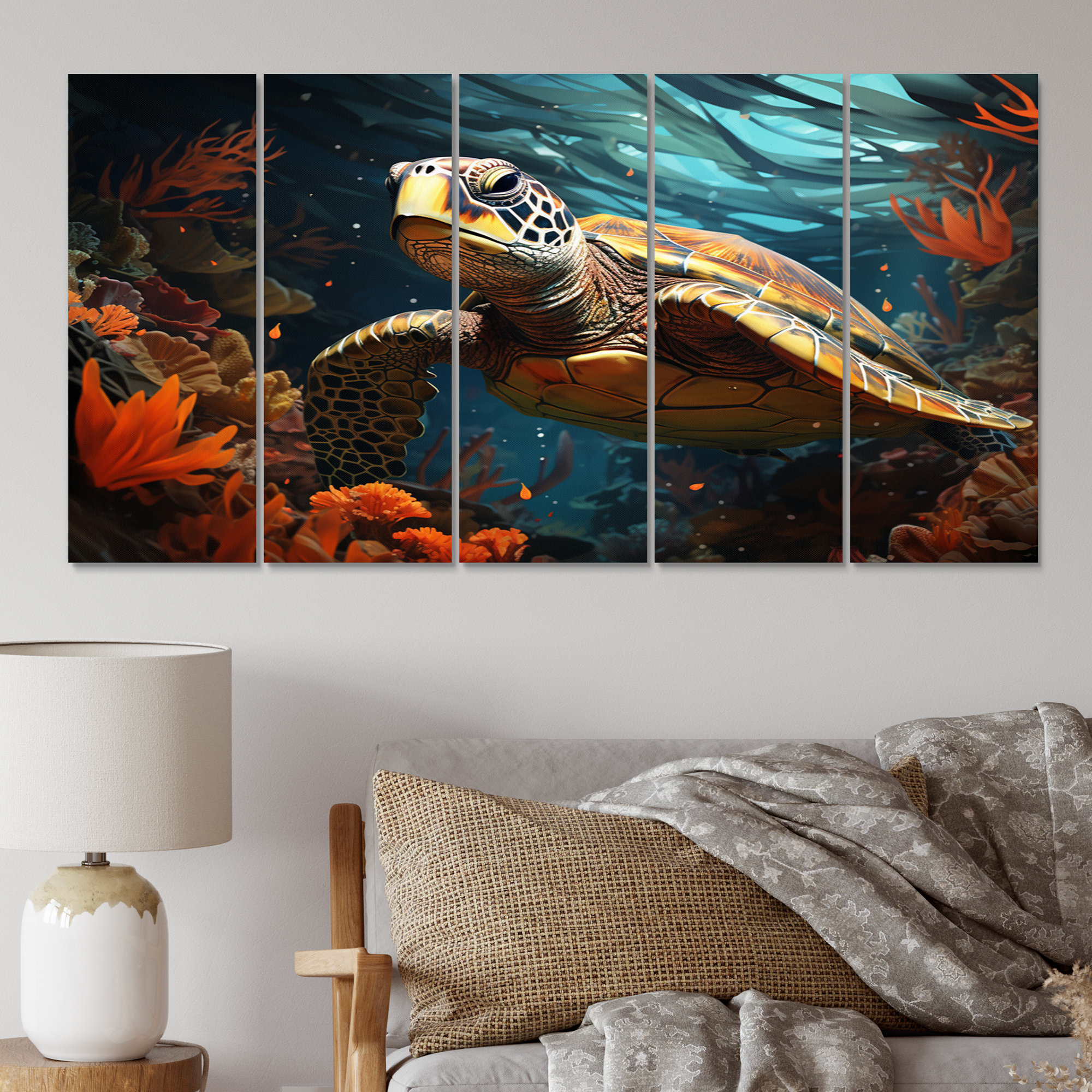 Bay Isle Home™ Turtle Aquatic Wanderer Geometric I - Animals Wall Art ...