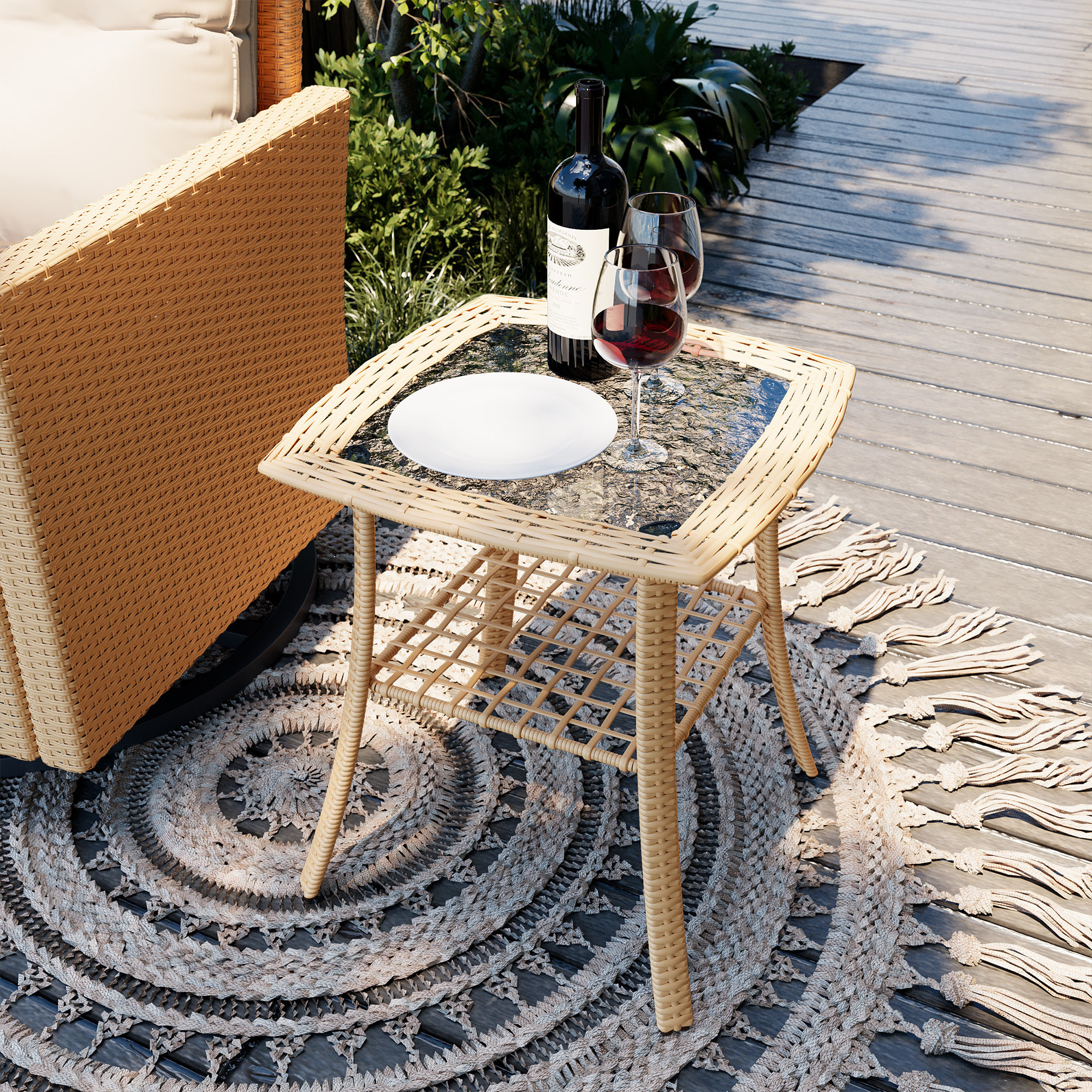 Bay Isle Home™ Indoor Rattan Square Four Corners Coffee Table - Wayfair ...