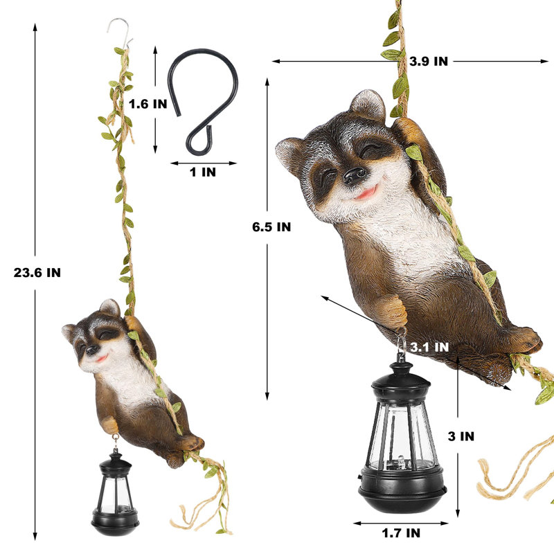 Trinx 1 Pack Solar Light Resin Climbing Raccoon Figurine | Wayfair