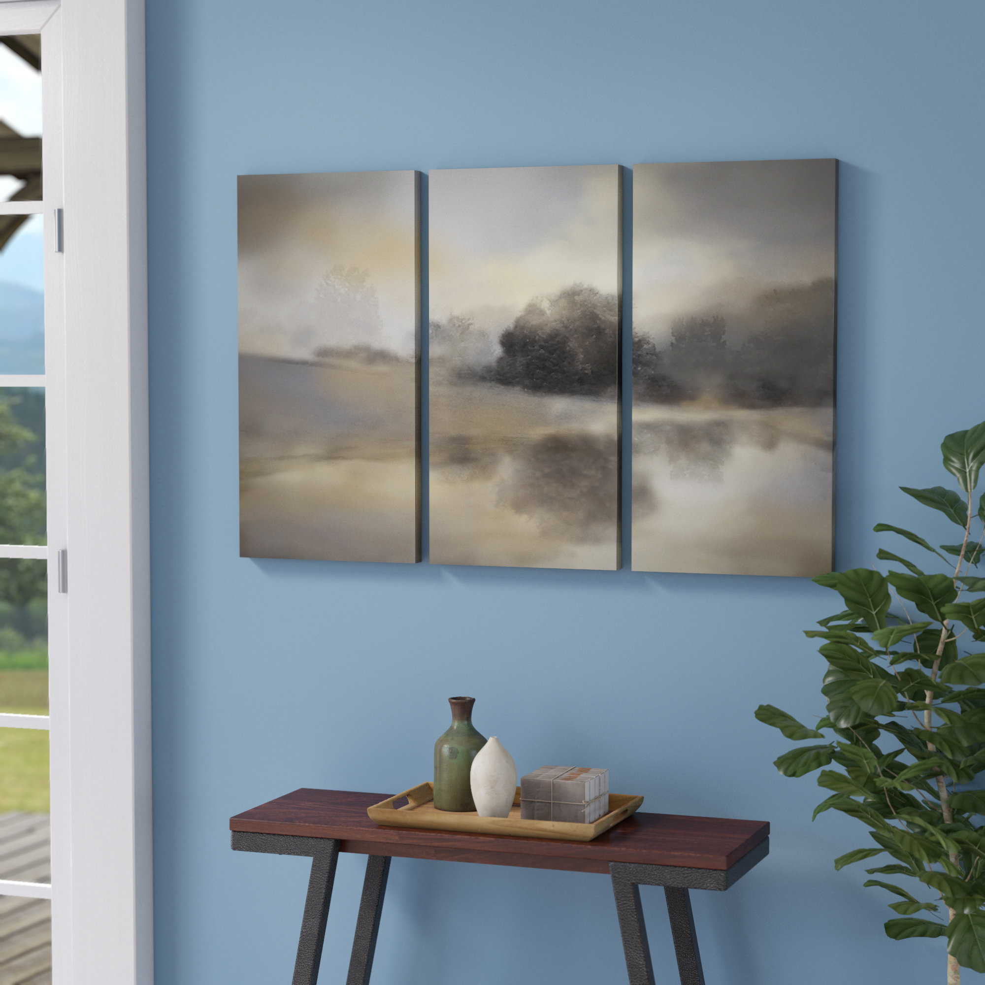Red Barrel Studio® Misty Pond - Multi-Piece Image Print on Canvas | Wayfair