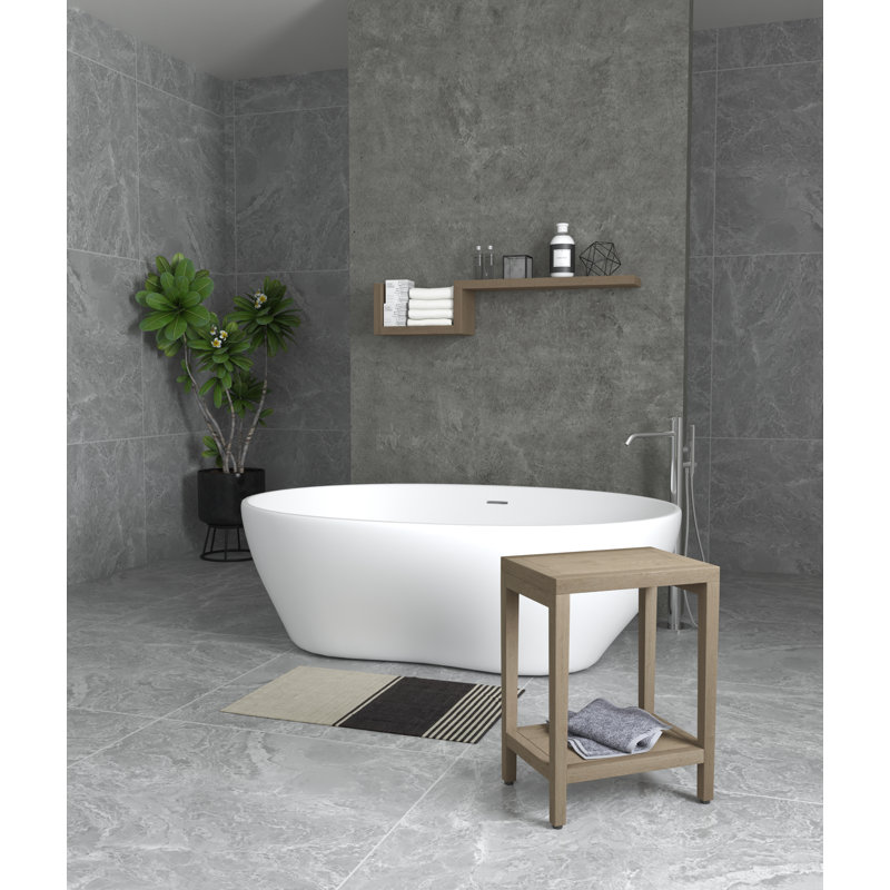 Aqua Teak 24" Manada Mist-Shield Teak Side Table | Wayfair