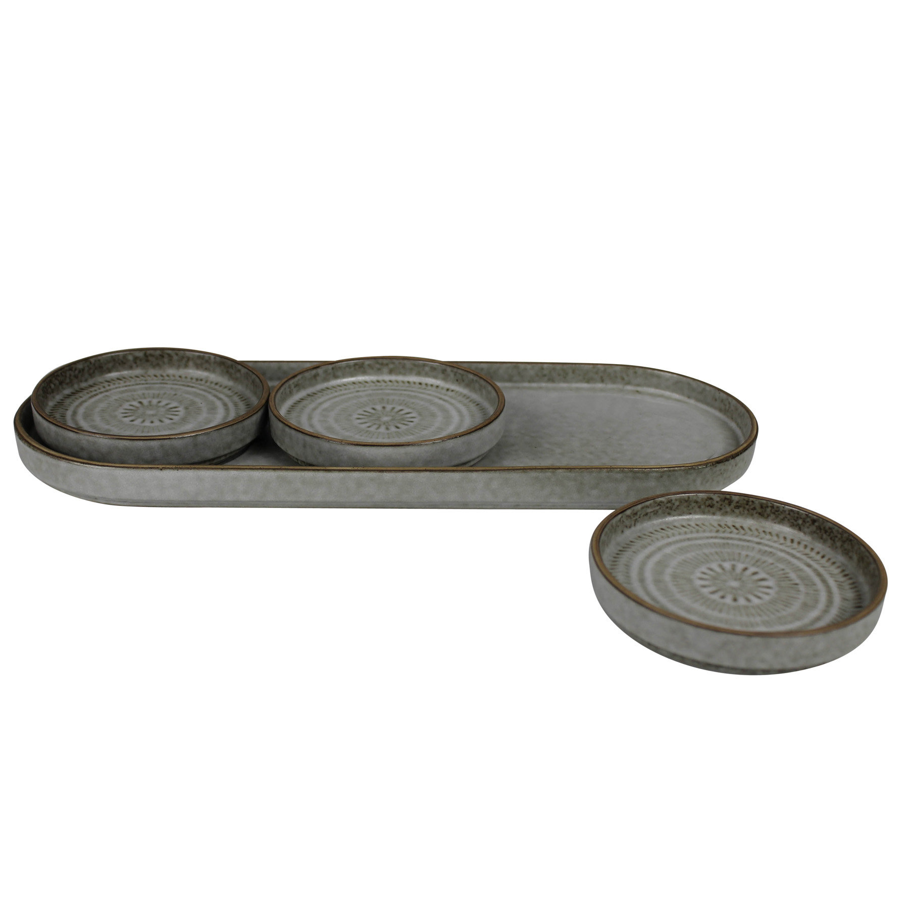 Dakota Fields Plate Trio On Platter, Ceramic | Wayfair