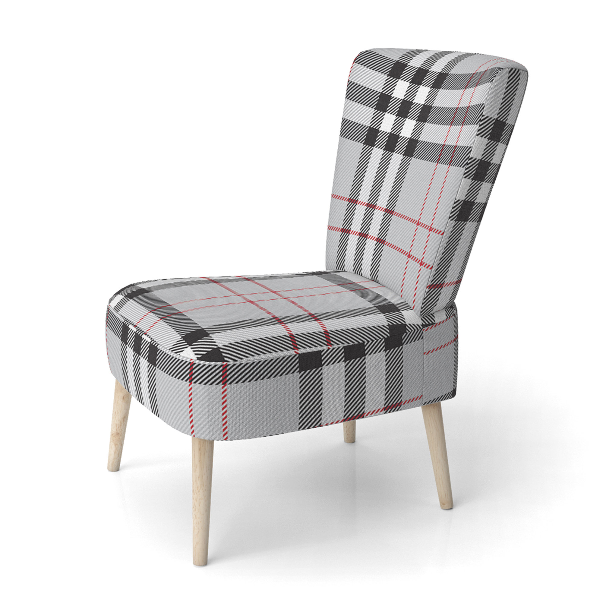 Red Barrel Studio® Grey Checked Tartan - Upholstered Patterned Accent ...