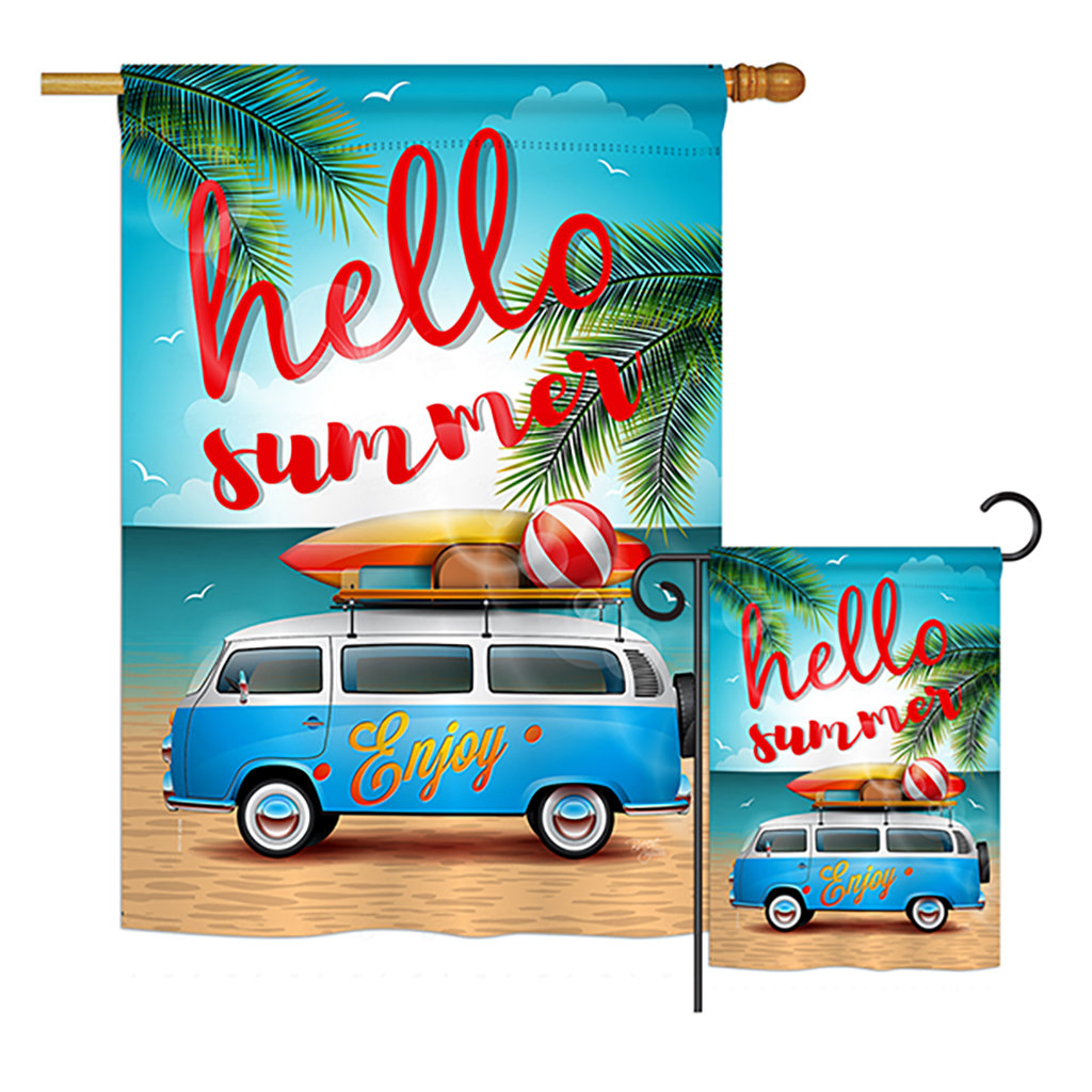 Breeze Decor Hello Summer Enjoy Bus Summer Fun in the Sun 2-Sided ...