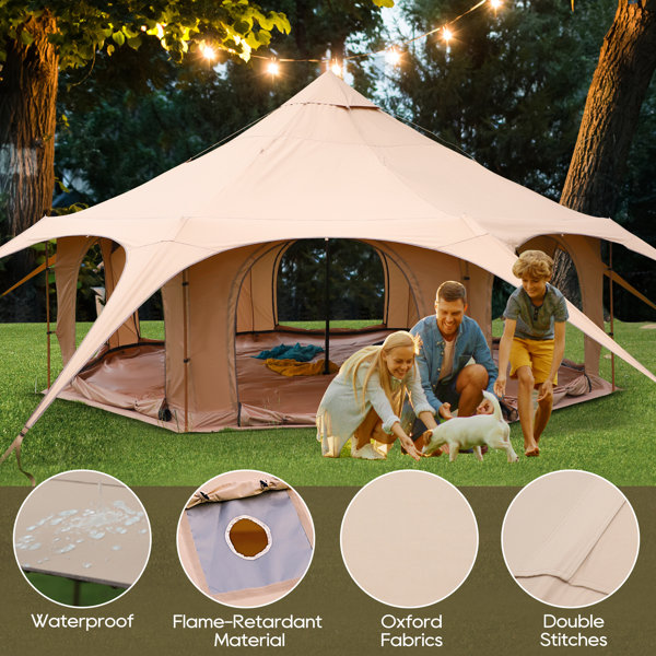 Puppywish 5M Canvas Tent Bell Tent, Glamping Yurt Tent with Stove Jack ...