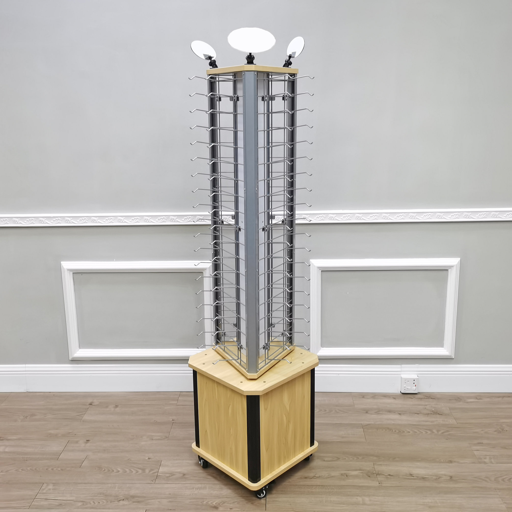 FixtureDisplays 3 Sided, 19-Tiers 57 Pairs 15.7X15.7X62.4" Rotating ...