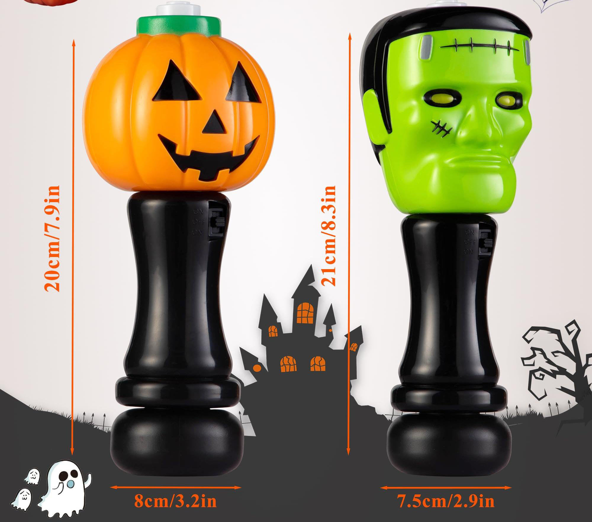 COEN Halloween Bubble Wand Toys features 2 light-up pumpkin and science ...