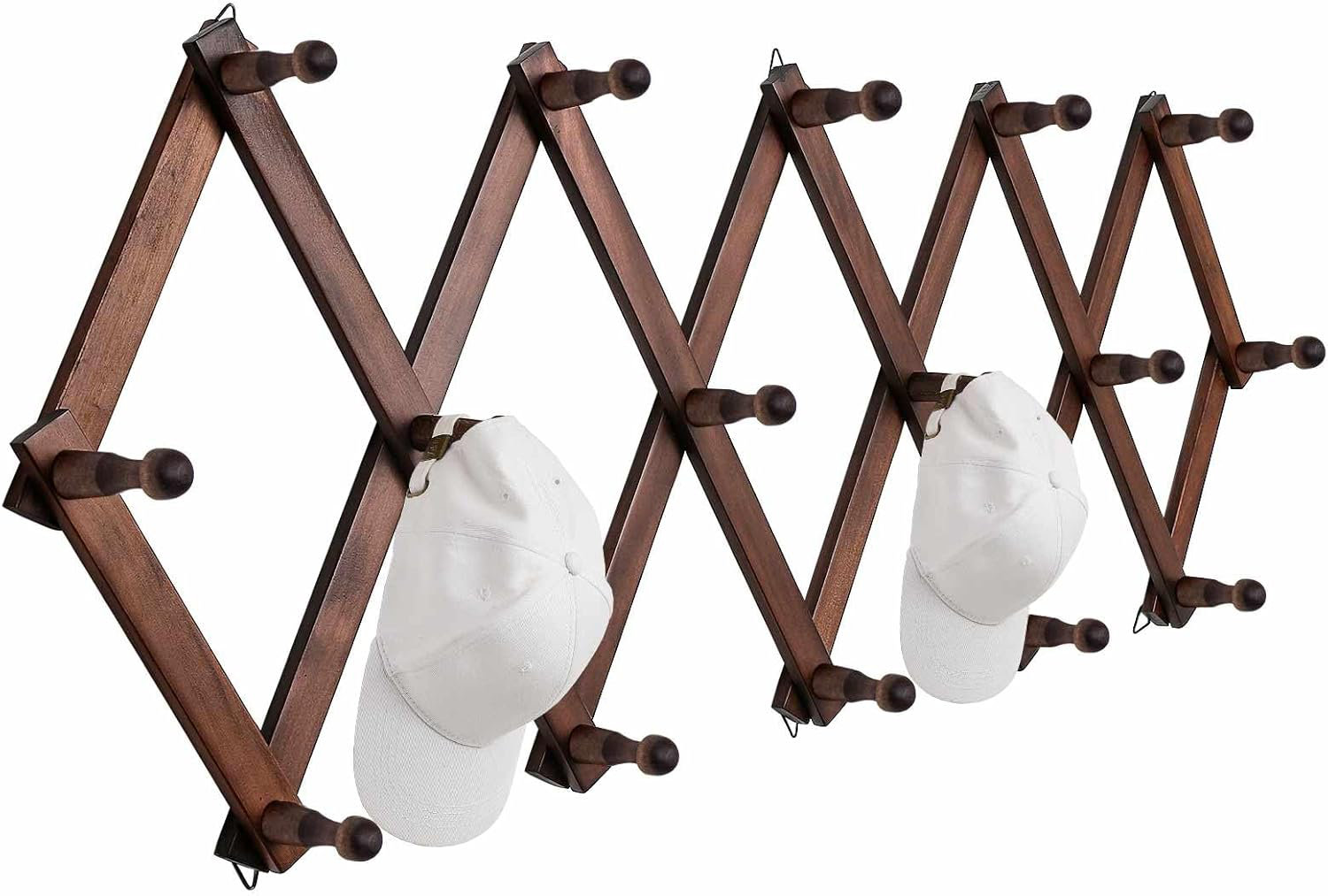 Rebrilliant Hat Rack For Wall, Expandable Wall Hat Holder With 16 Hooks ...