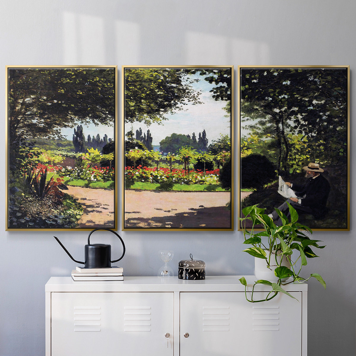 Winston Porter Adolphe Monet Reading In The Garden, 1866 Framed On ...