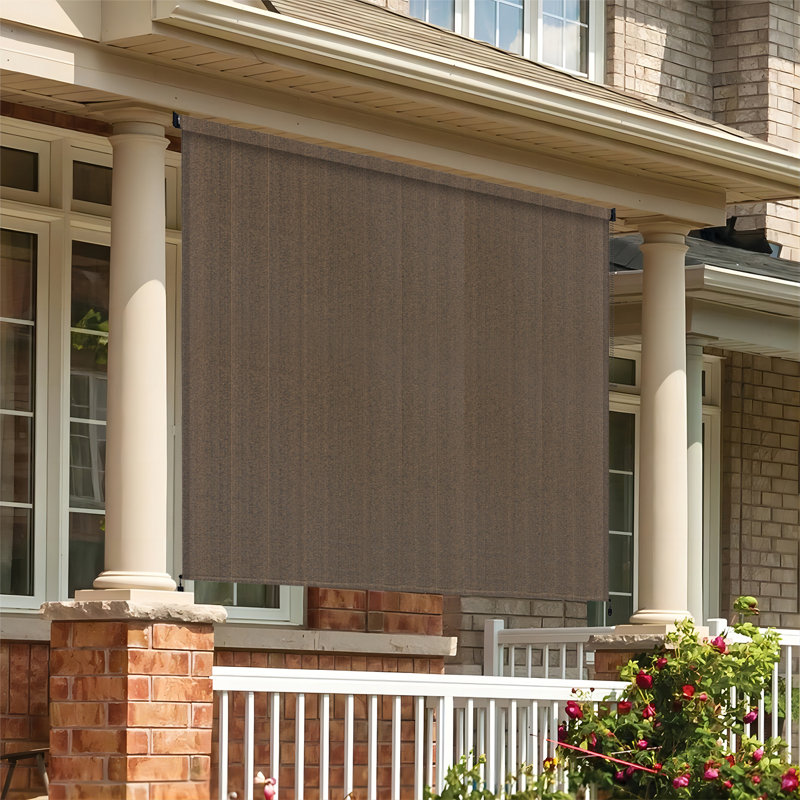 Symple Stuff Semi-Sheer Outdoor Roller Shade with Pull Cord Roll Up ...