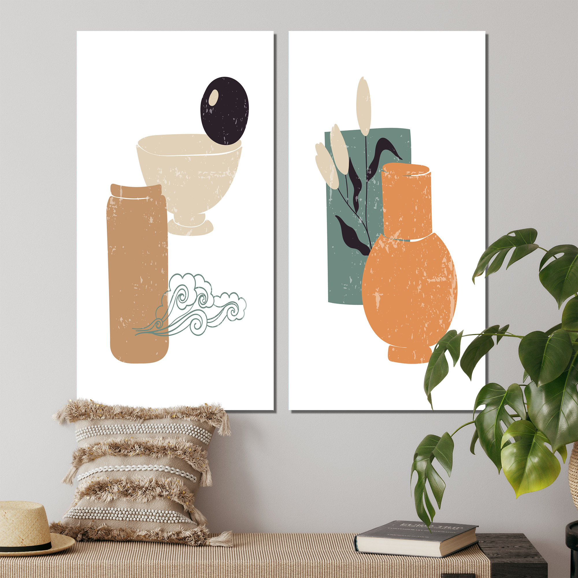 George Oliver Minimalistic Still Life in Retro Colors I - 2 Piece ...