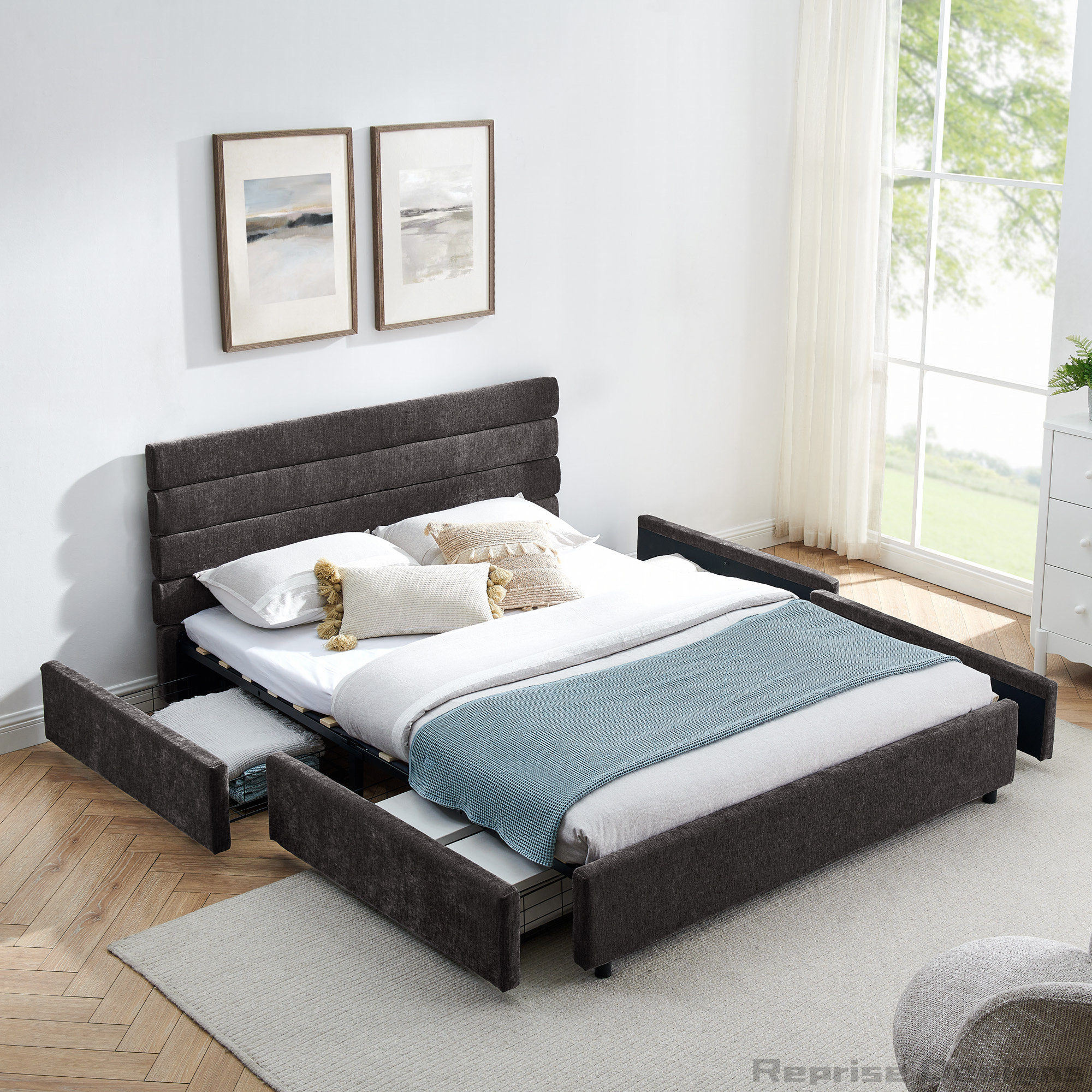 Reprise Designs Comfortable Cushioned Bed Frame - Wayfair Canada