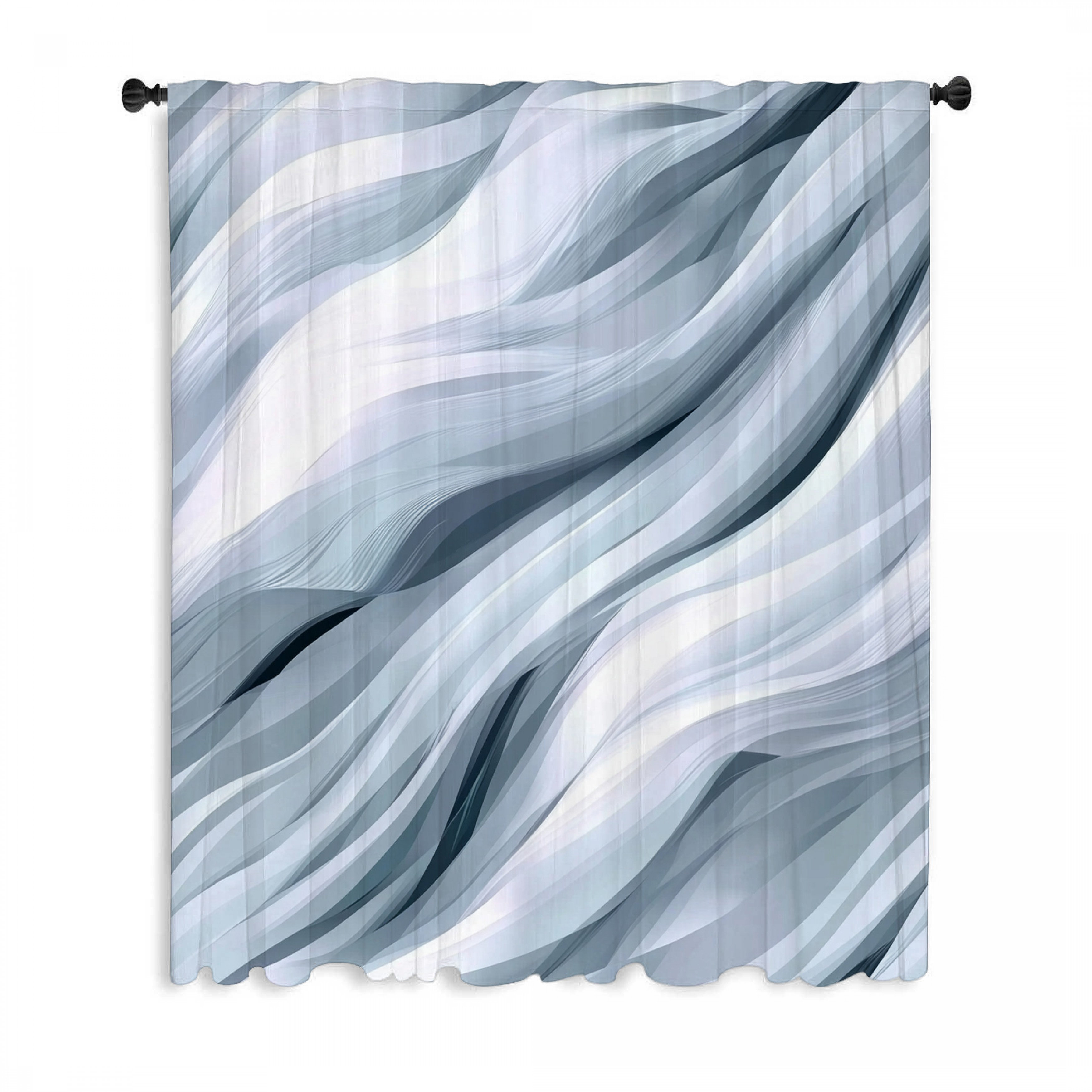 Orren Ellis Flowing Waves Window Curtains, Abstract Blockout & Sheer ...