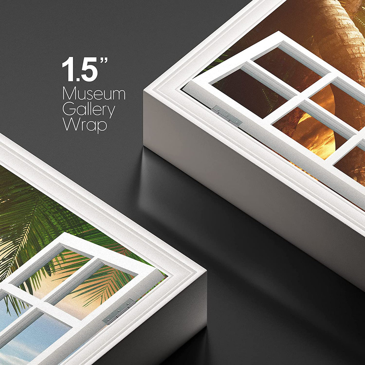 IDEA4WALL Window Scenery Sunrise on Caribbean Beach - Wrapped Canvas ...