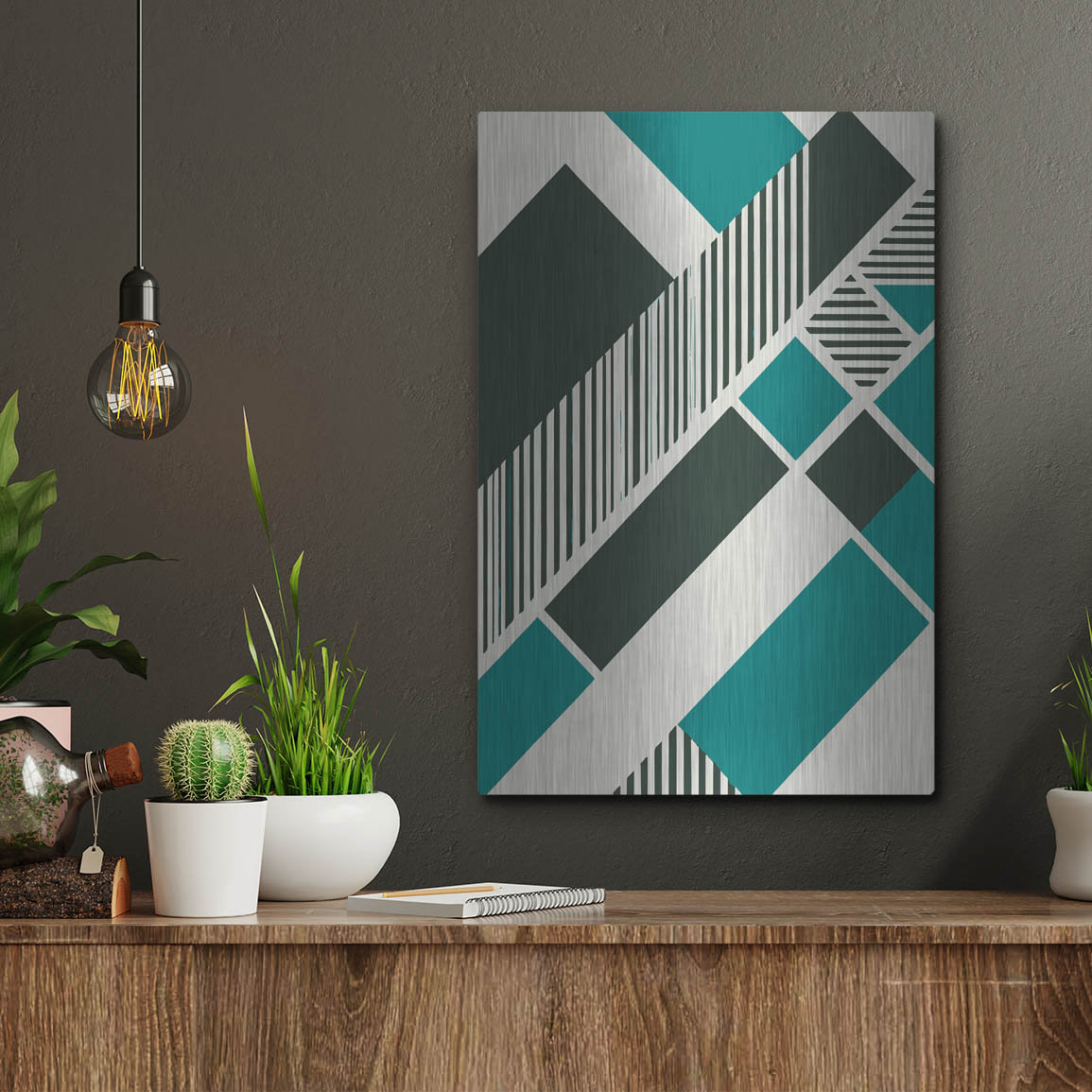 Wrought Studio™ Luxe Metal Art 'Geometric Teal' by Andreas Magnusson ...