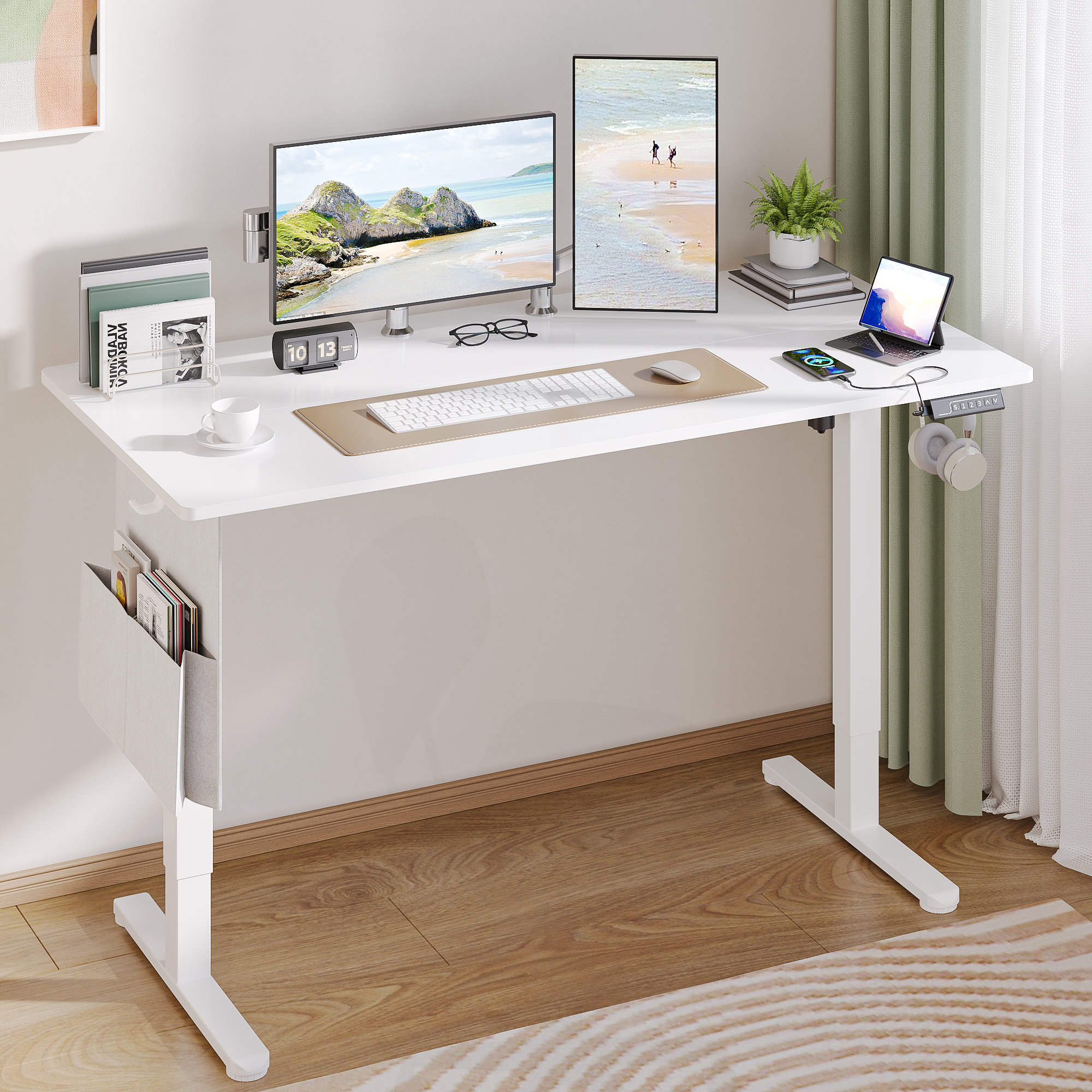 Ebern Designs Cortavia 55'' W Adjustable Height Electric Standing Desk ...