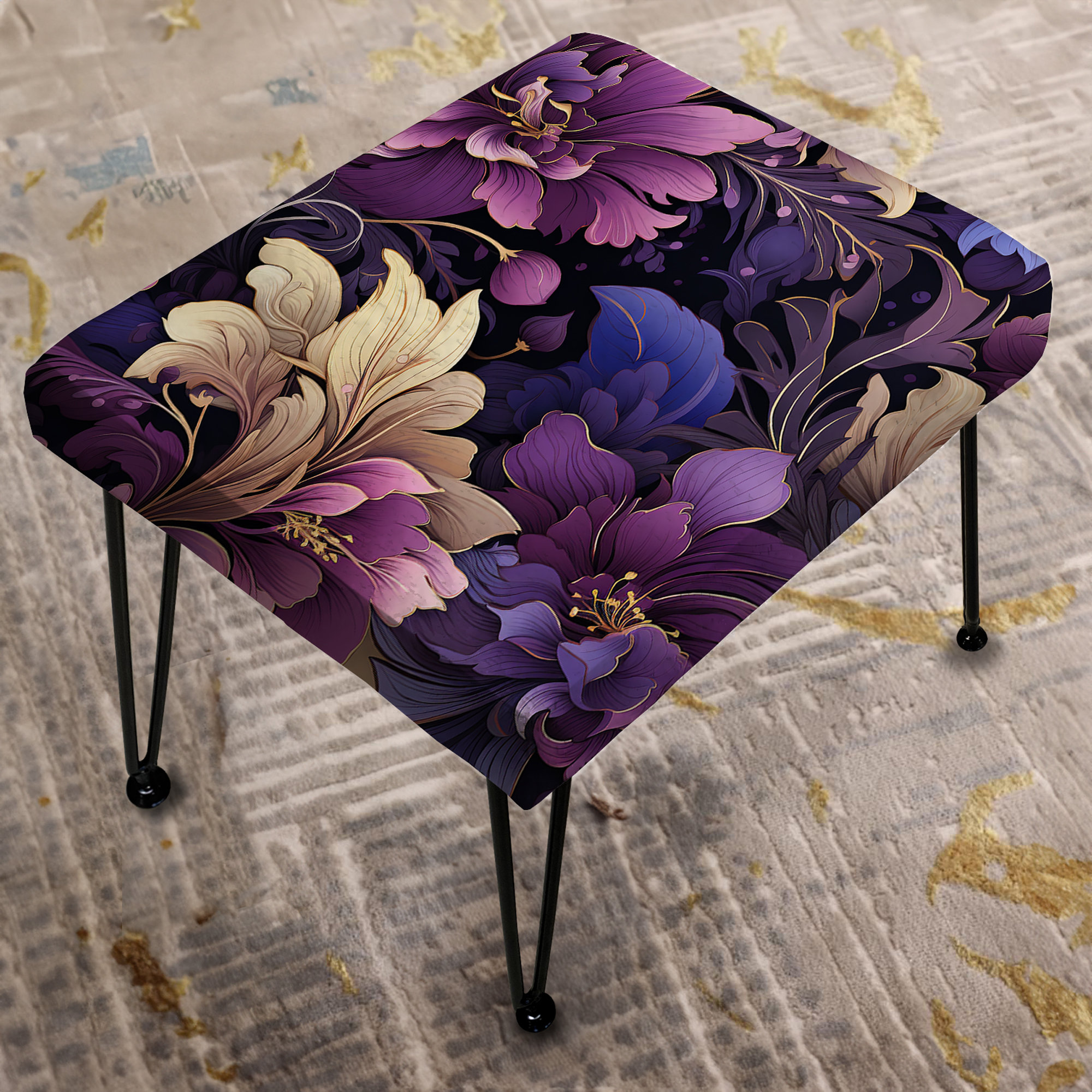 Design Art Regal Purple Luxe Opulence Flowers - Floral Rectangle ...