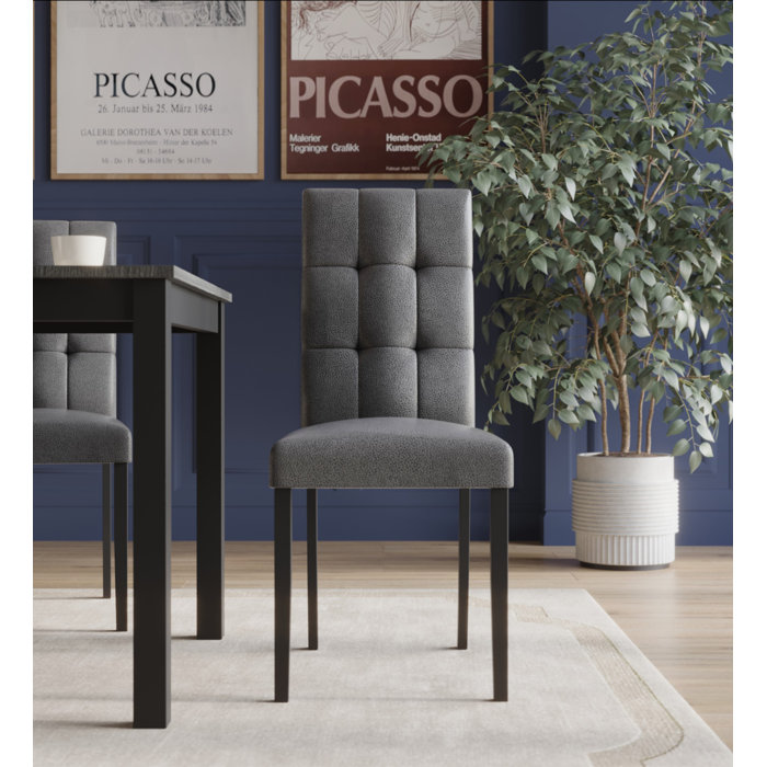 Lark Manor Alemar Tufted Polyurethane Solid Back Parsons Chair | Wayfair