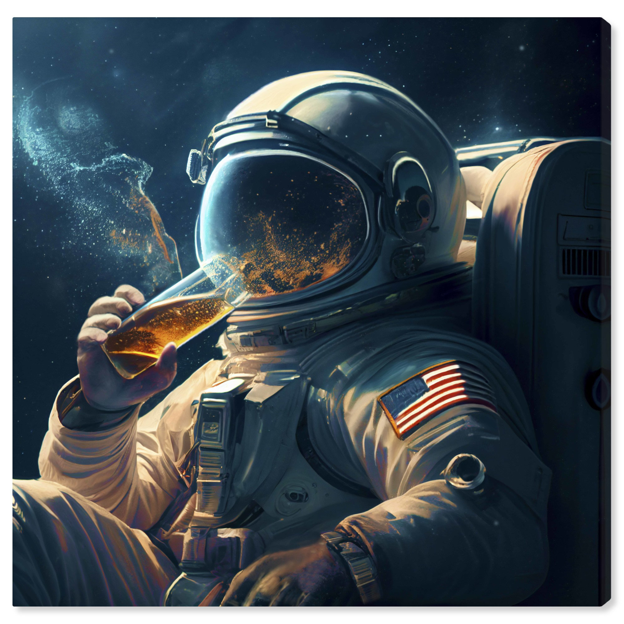 Art Remedy Astronaut Drinks Beer Canvas Quirky Astronaut Art Prints by Art Remedy | Wayfair