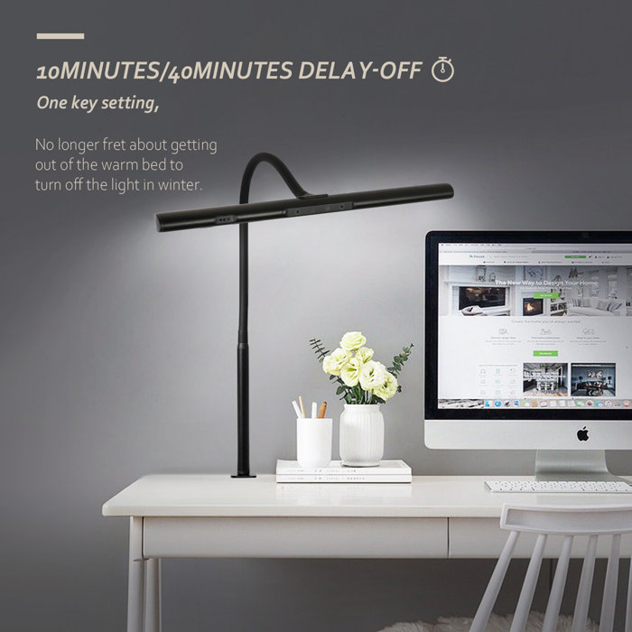 Orren Ellis 12W Adjustable Goose-Neck Led Desk Clamp Lamp With Stepless ...