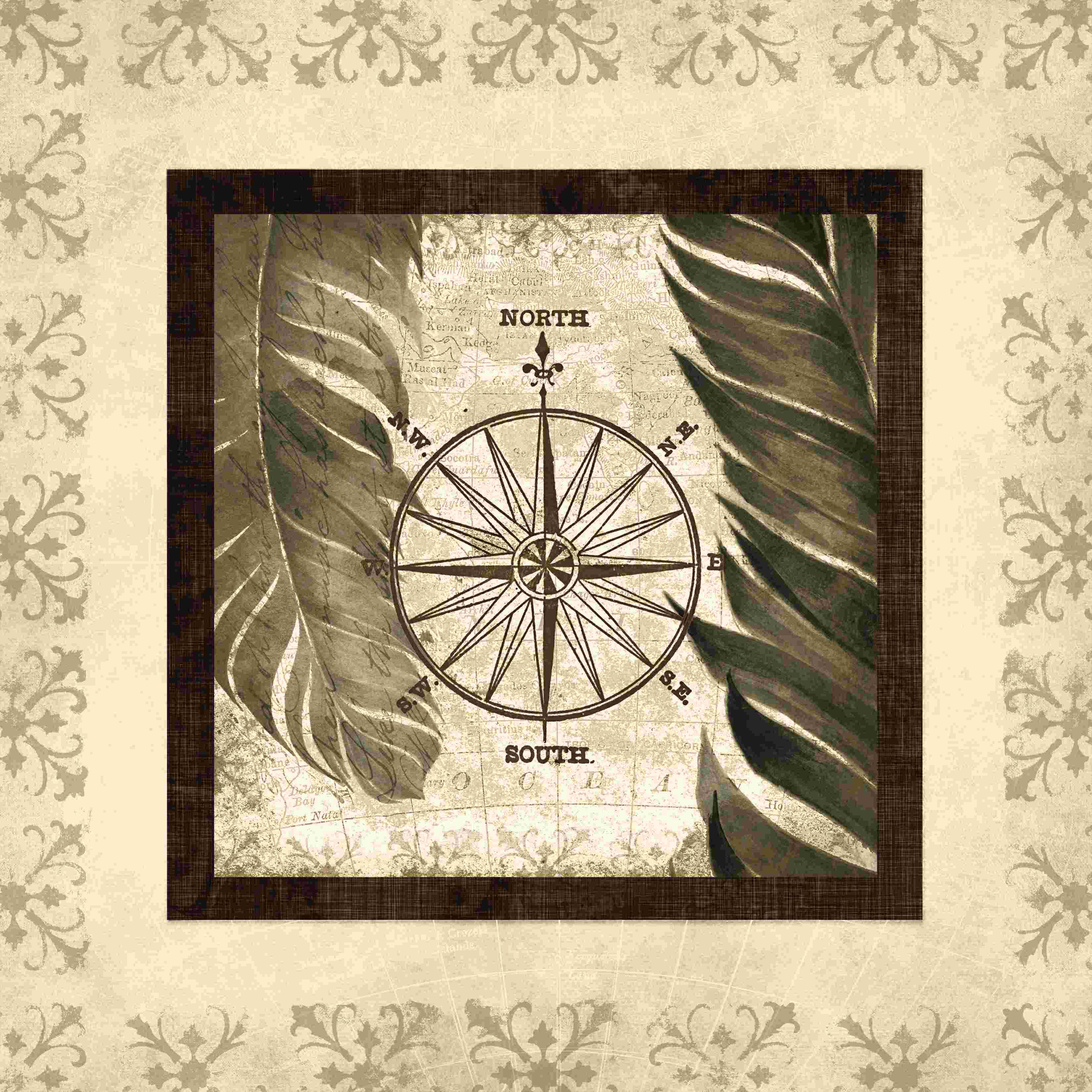 Breakwater Bay Compass Rose on Cream - Wrapped Canvas Print | Wayfair