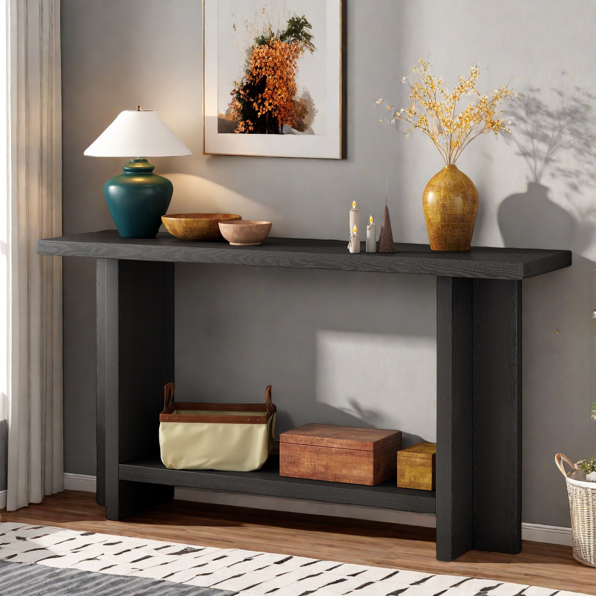 Latitude Run® Vintage Console Table With T-leg Design And 2-tier ...