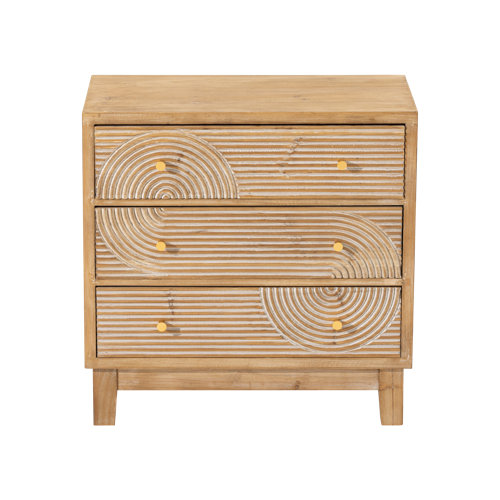 Loon Peak® Fayola Rustic Farmhouse Three Drawer Dresser, Mid Century 3 ...