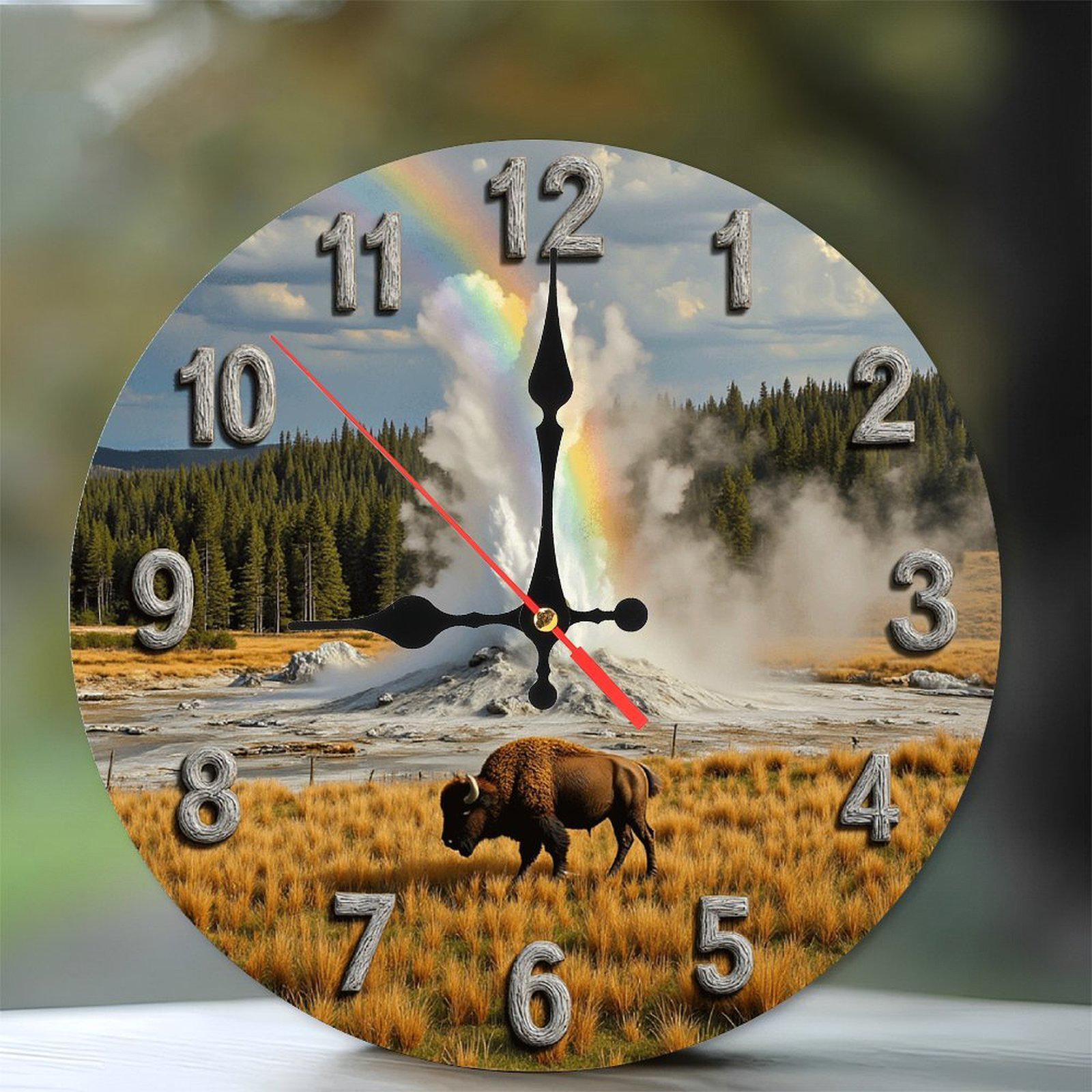 Union Rustic 10" Round MDF Wall Clock with Silent Quartz Movement and ...