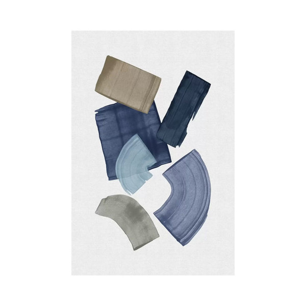 Metro Lane Blue And Brown Paint Blocks - Wrapped Canvas Painting ...