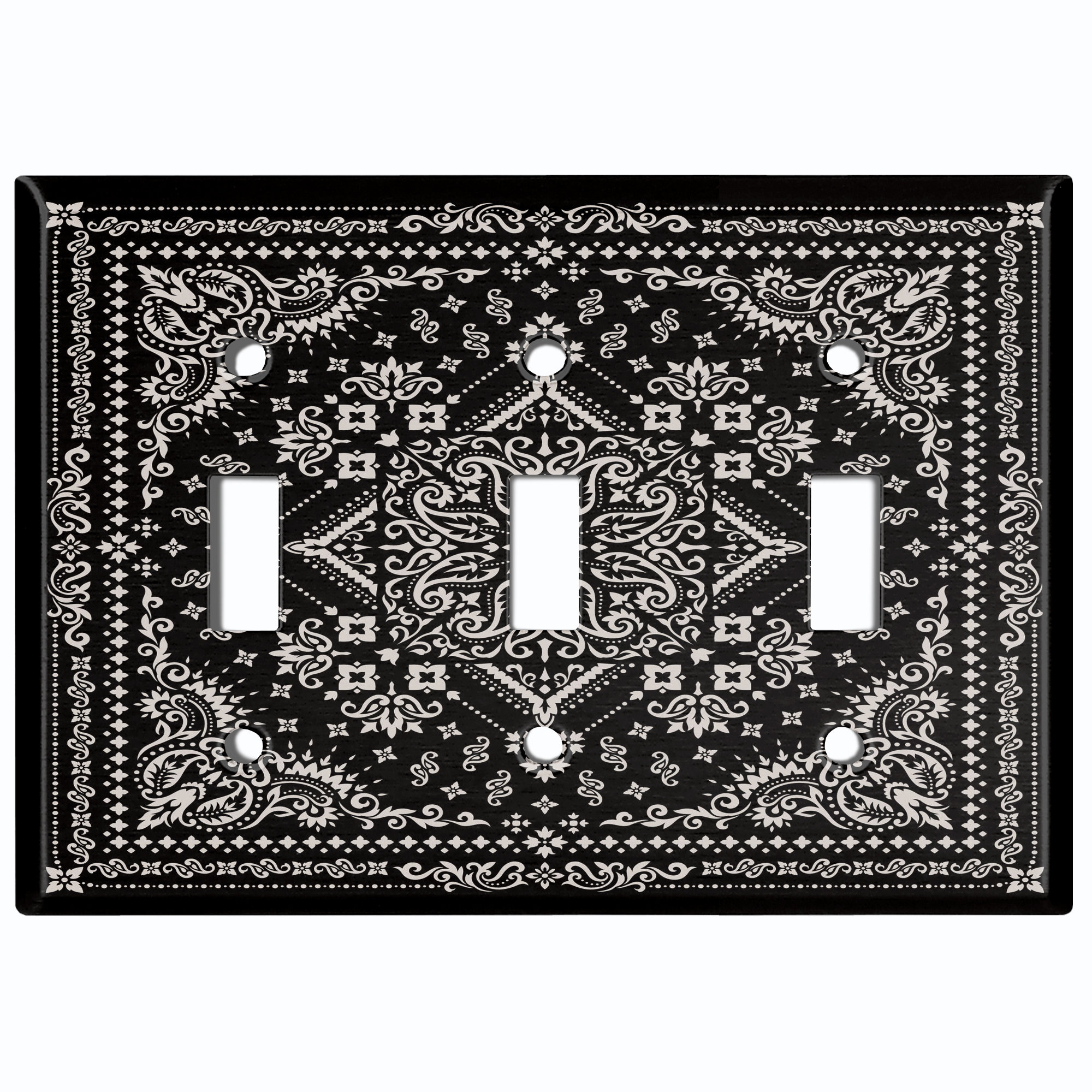 WorldAcc Bandana Paisley Rug Tile Pattern 3-Gang Toggle Light Switch ...