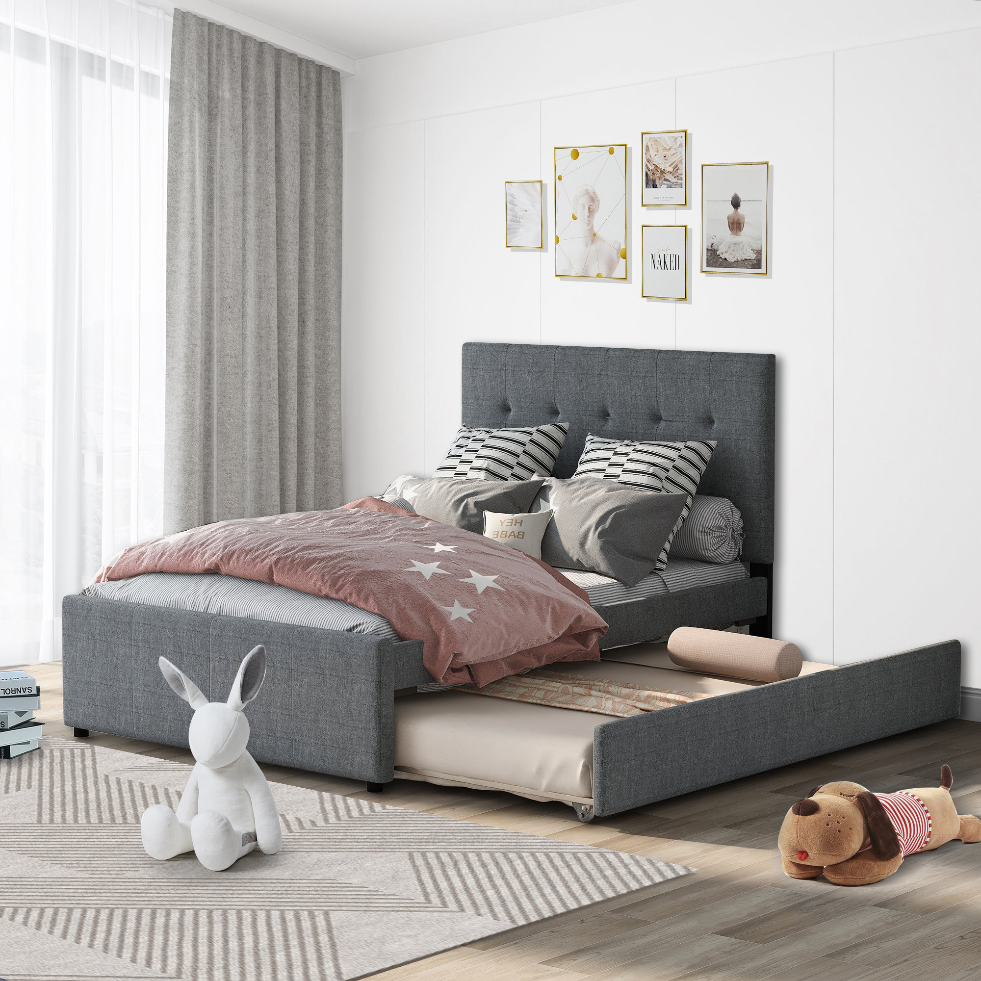 Winston Porter Stylish And Excellent Full Size Linen Upholstered ...