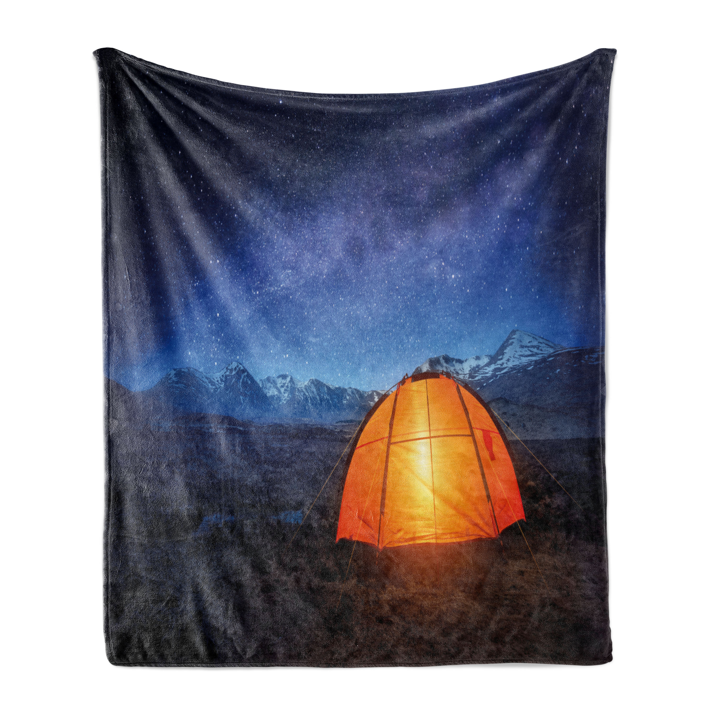 Ambesonne Night Fleece Throw Blanket Camp Tent Holiday Journey Blue ...