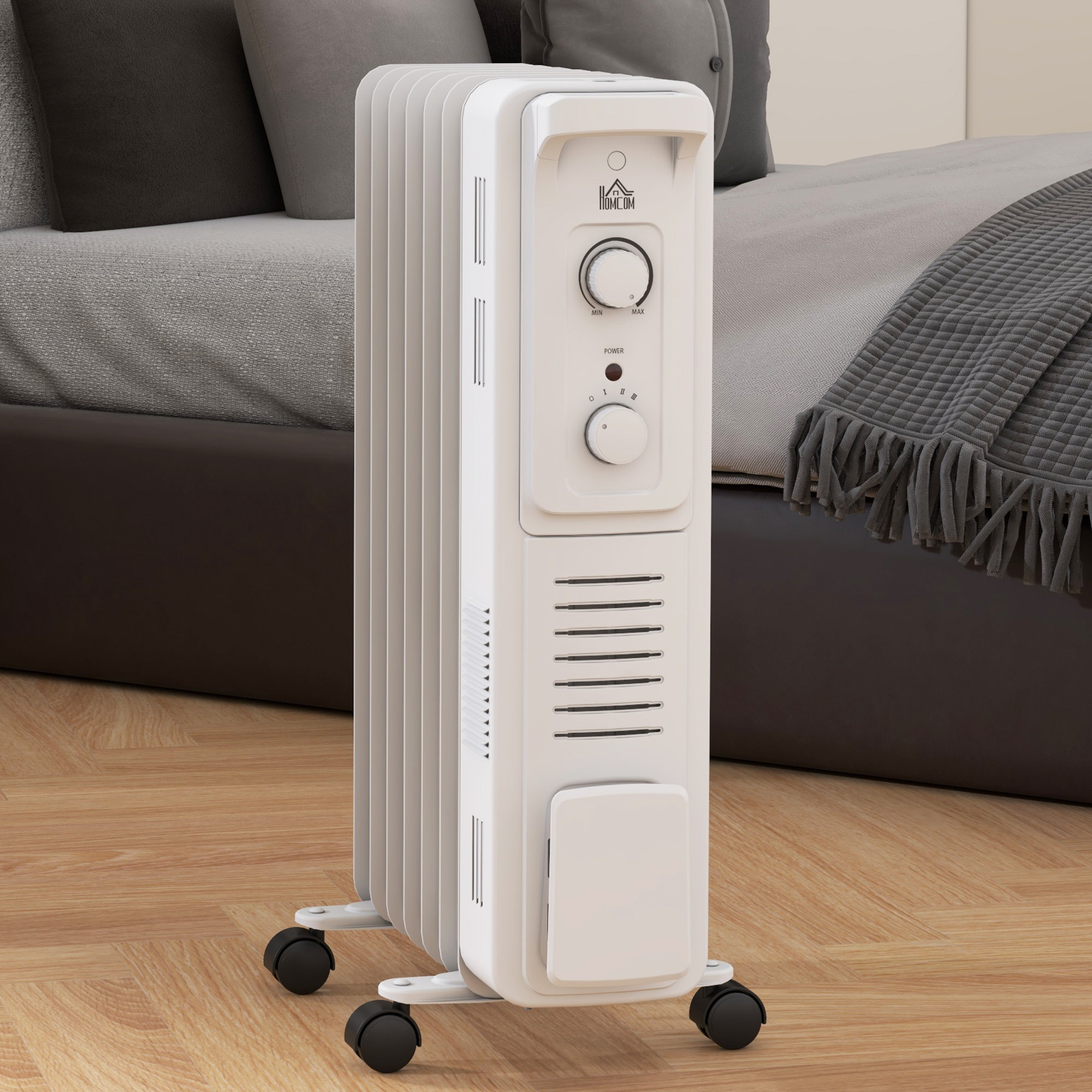 HOMCOM Electric High Efficiency Radiator Space Heater with Adjustable ...