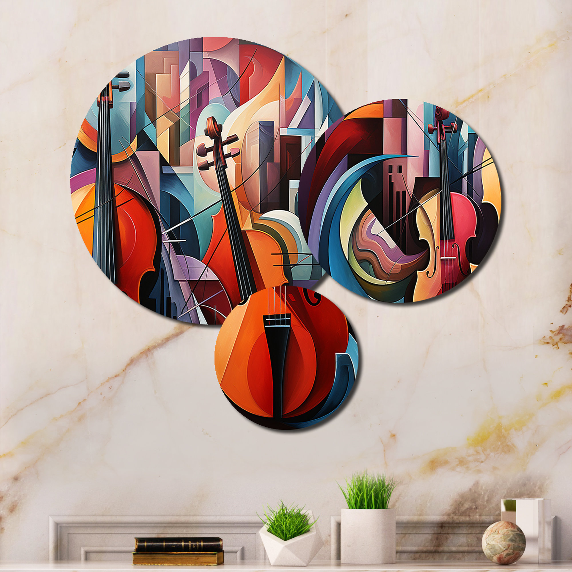 August Grove Cubism Music Forms IV - Cubism Metal Wall Decor Set ...