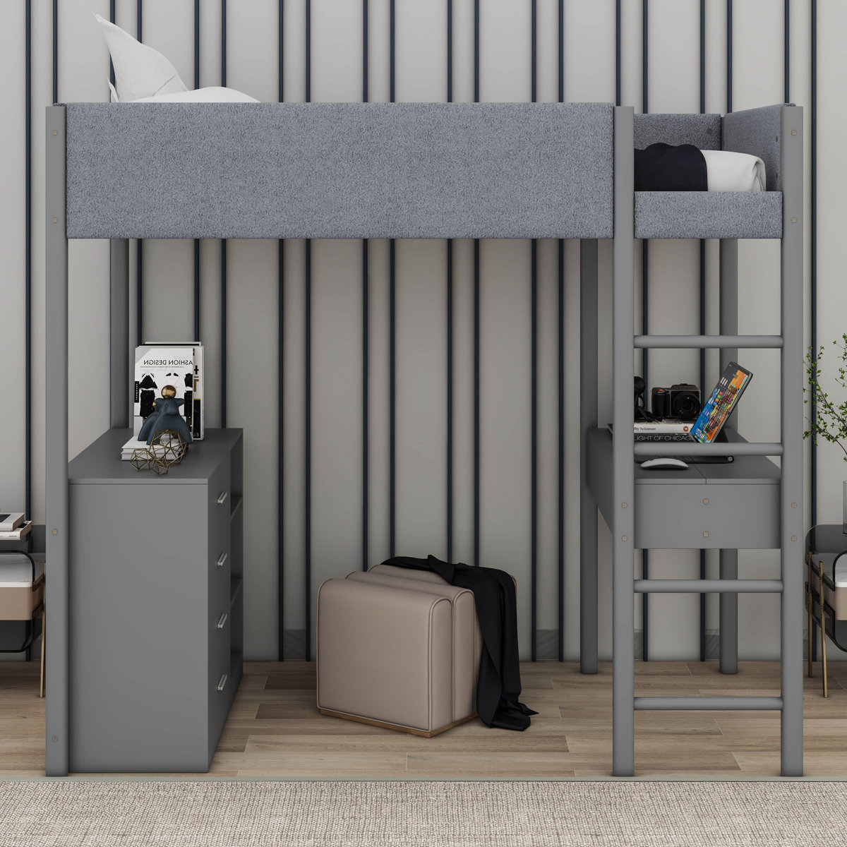 Harriet Bee Janace 4 Drawer Loft Bed with Bookcase by Harriet Bee | Wayfair