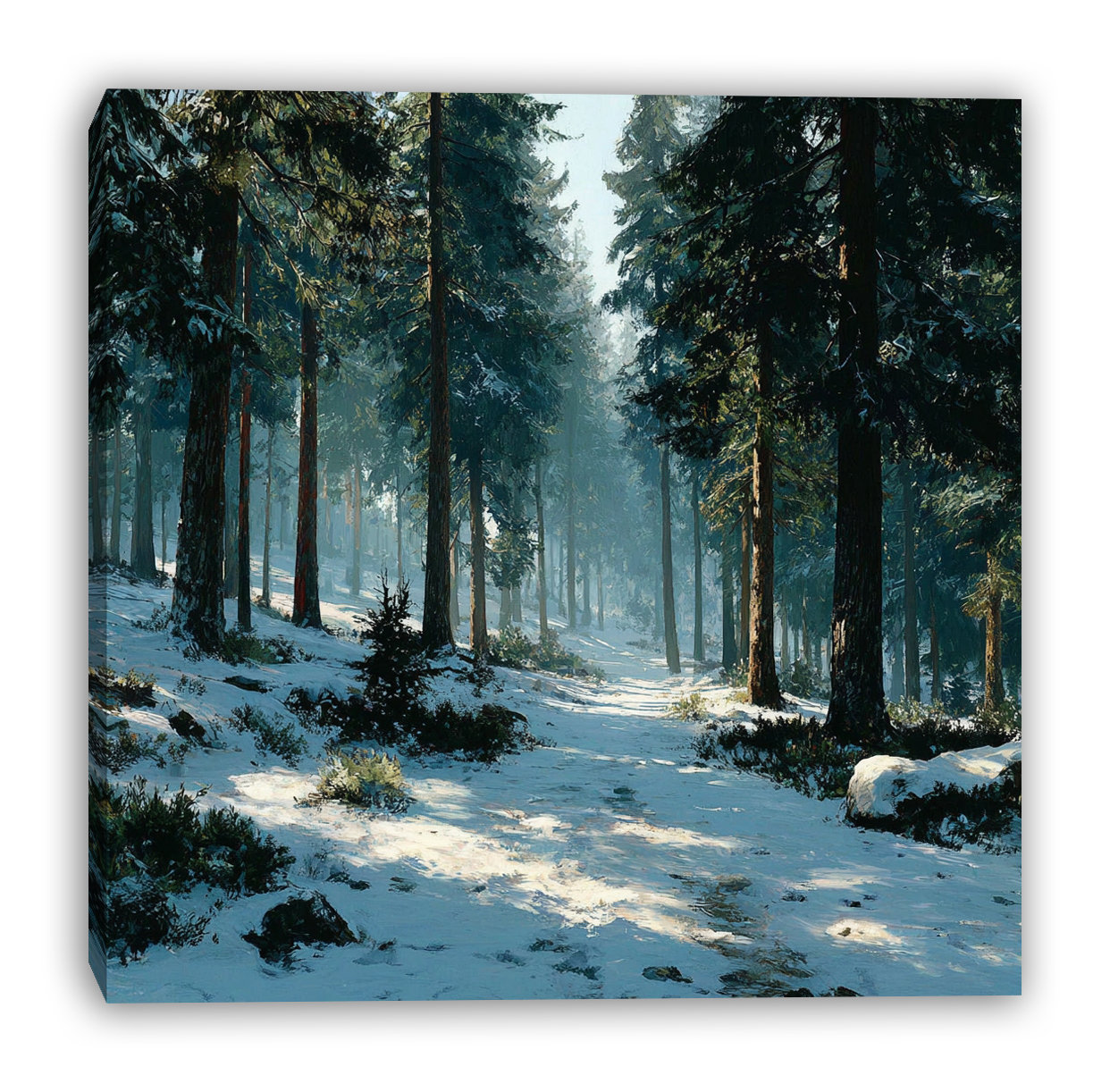 Union Rustic Misty Snowfall Forest Wrapped Canvas Wall Art | Wayfair