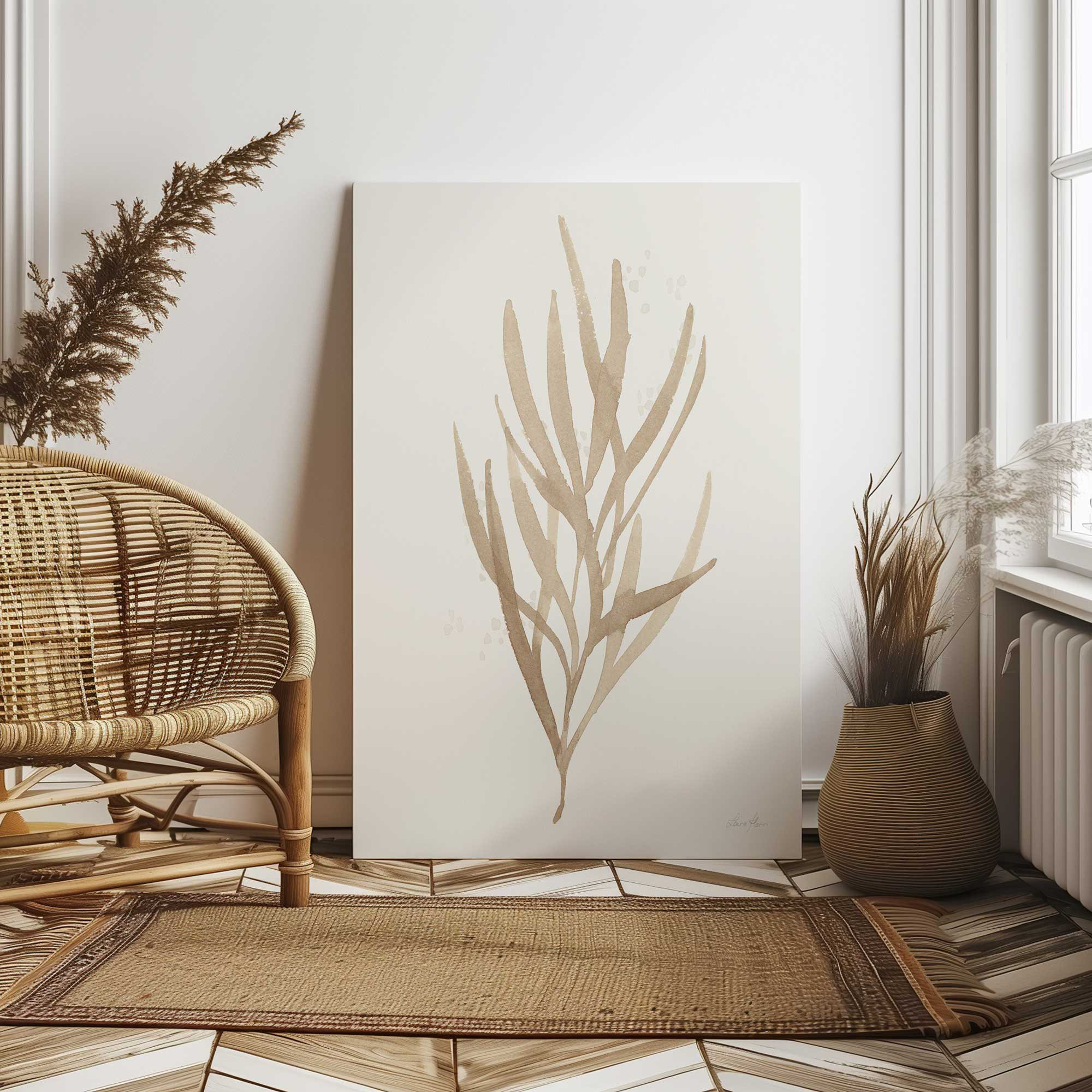 Red Barrel Studio® Tan Leaf Impressions II Wrapped Canvas | Wayfair